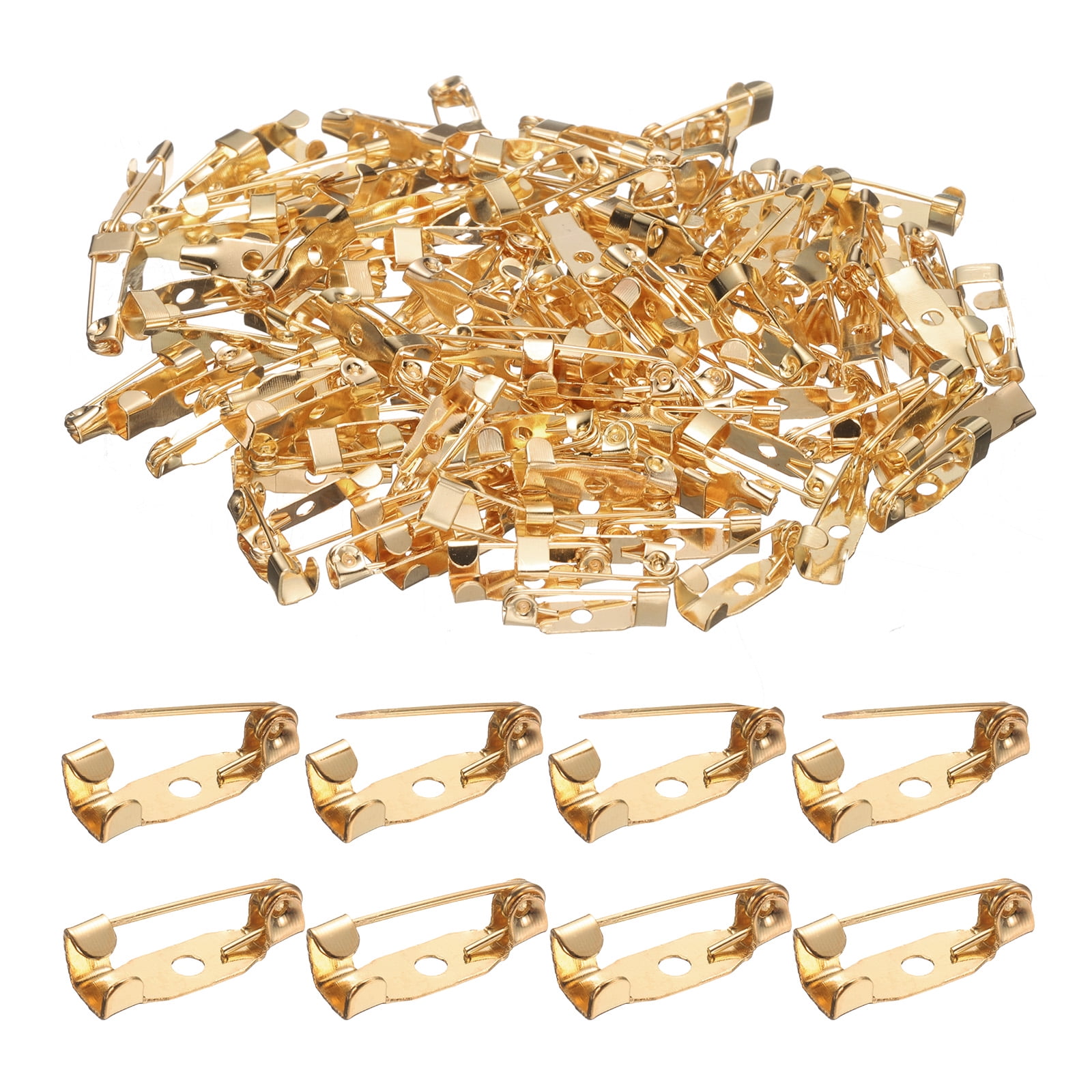 Uxcell 120 Pcs Safety Bar Pin 15mm Light Gold Brooch Clasp Pins Backing ...