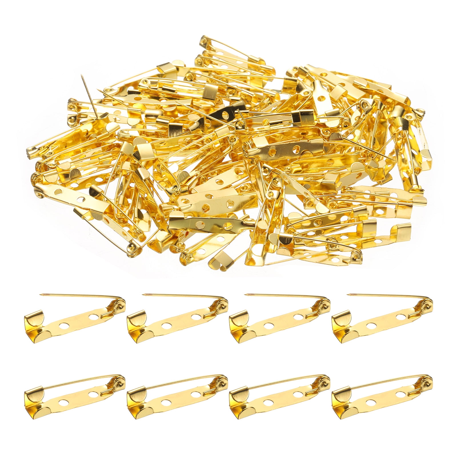 Uxcell 120 Pcs Safety Bar Pin 25mm Gold Brooch Clasp Pins Backing ...