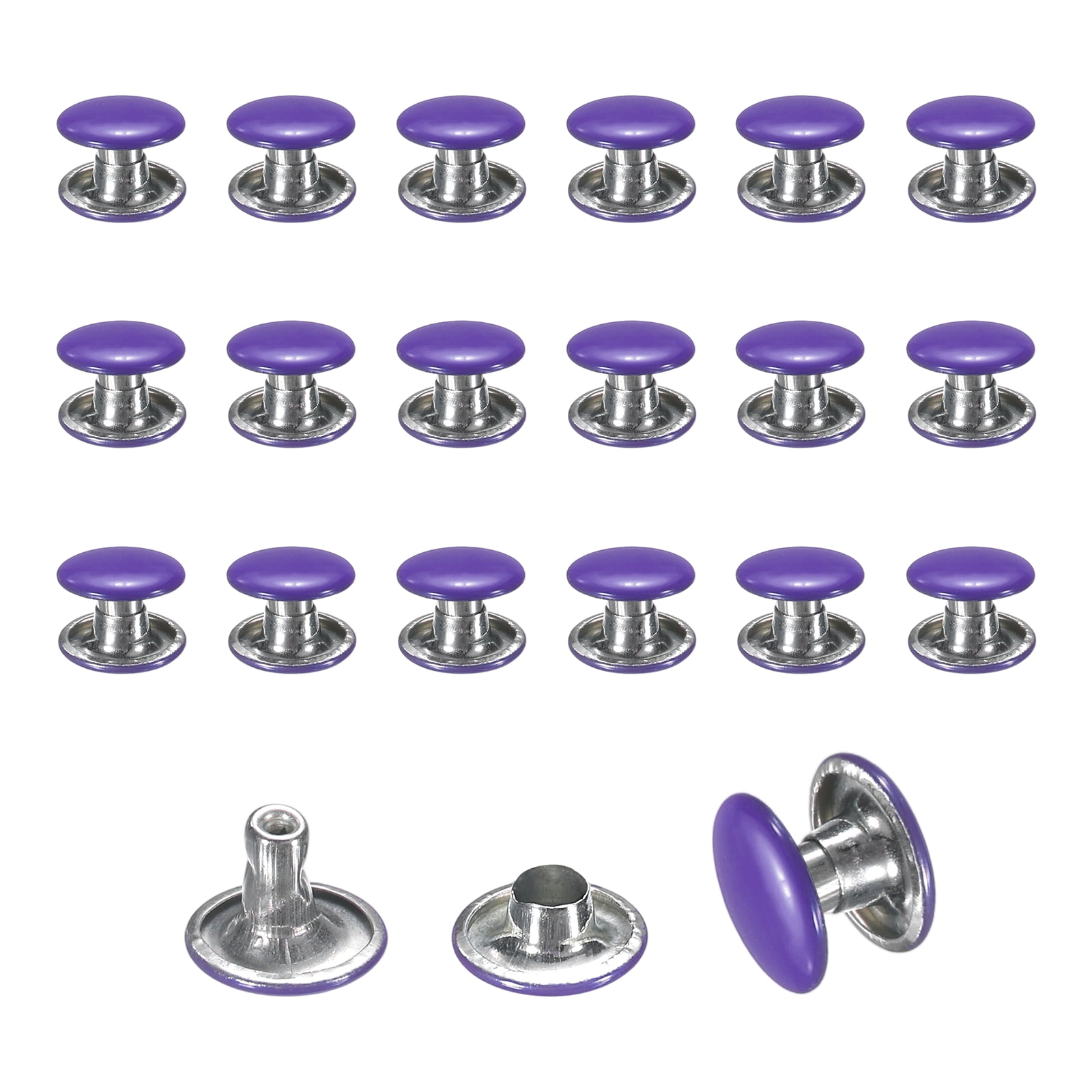Uxcell 120 Sets Leather Rivets, 8mm Double Cap Rivets, 6mm Height ...