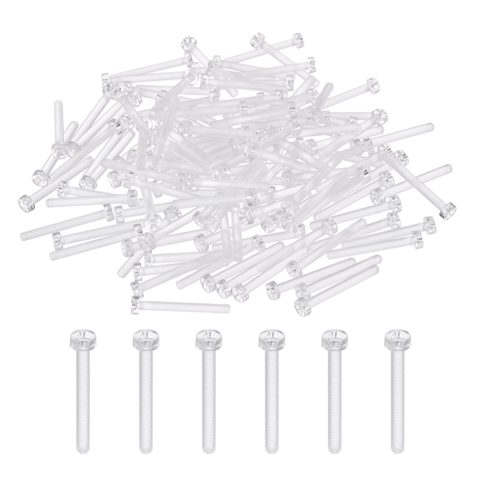 Uxcell 120Pcs Clear Acrylic Screws, M3x25mm PC Plastic Phillips Round ...