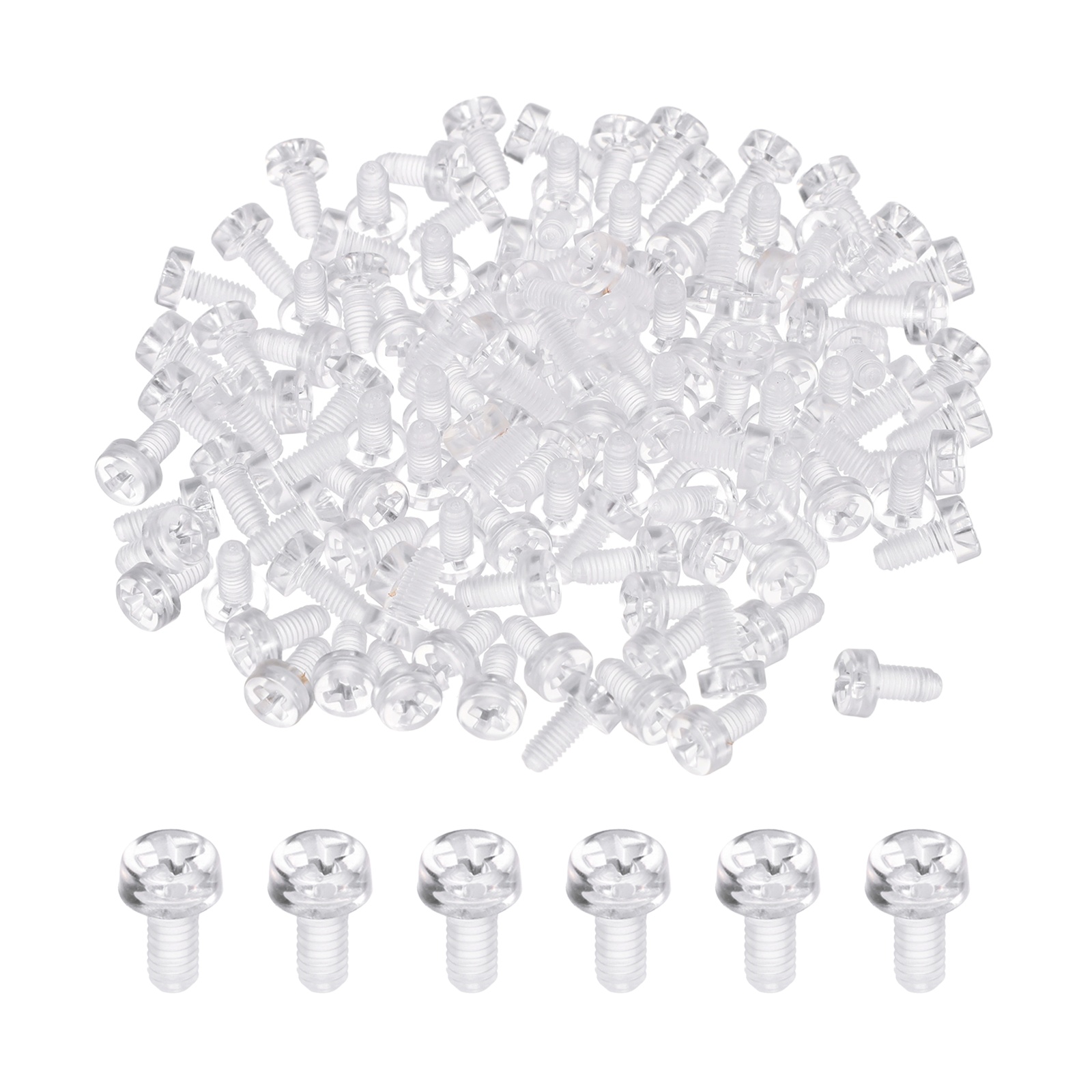 Uxcell 120Pcs Clear Acrylic Screws, M3x6mm PC Plastic Phillips Round ...