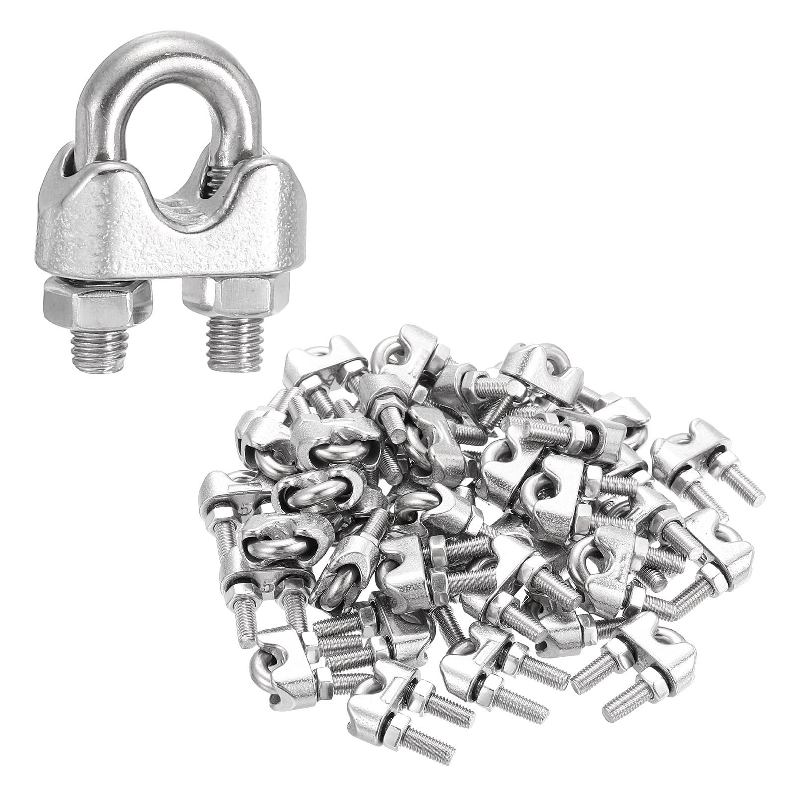 Uxcell 120Pcs Wire Rope Cable Clip Clamps 3/16 Inch M5 Small 304 ...