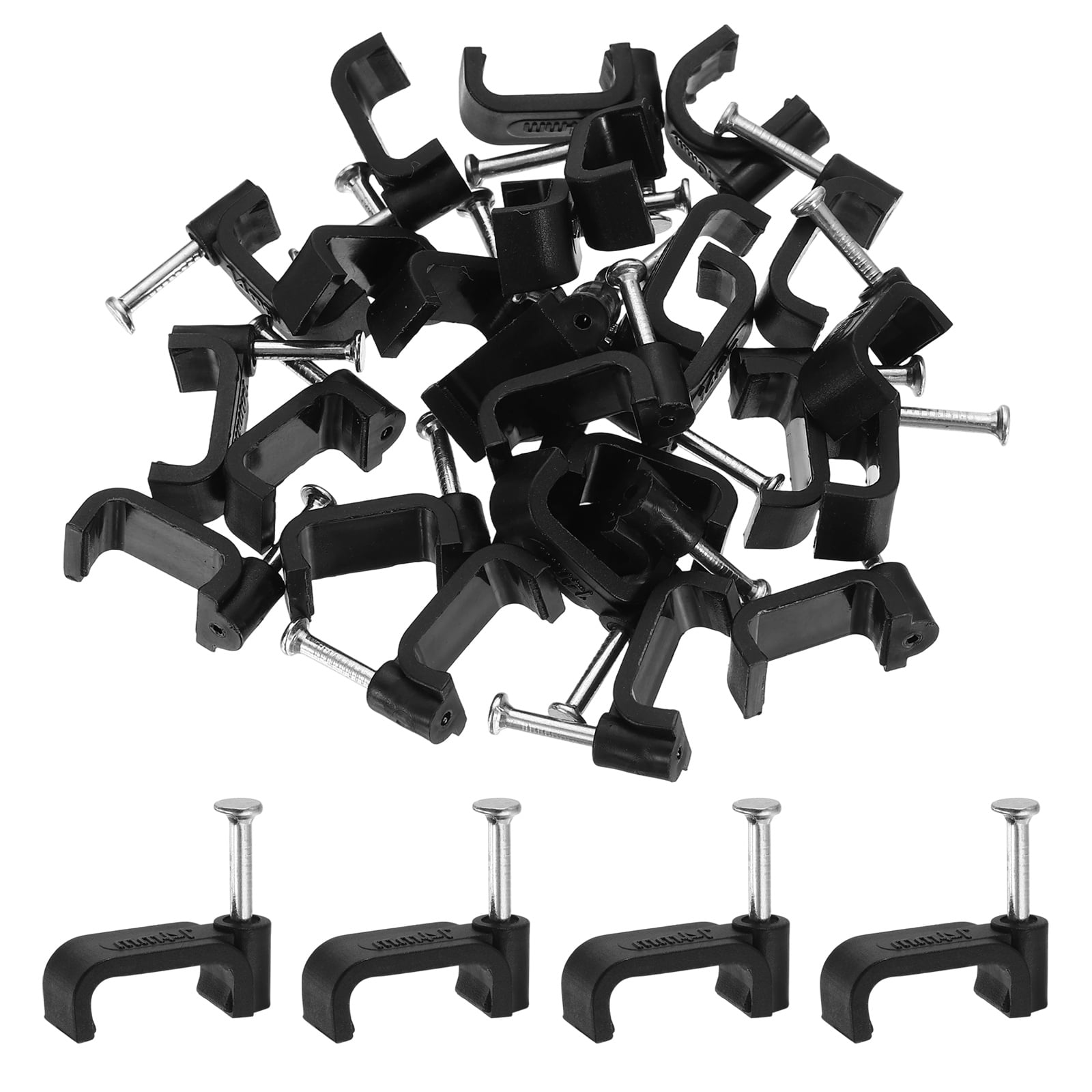 Uxcell 120pcs Cable Clips with Nail 14mm ID Squarer Single Half Clamp J ...