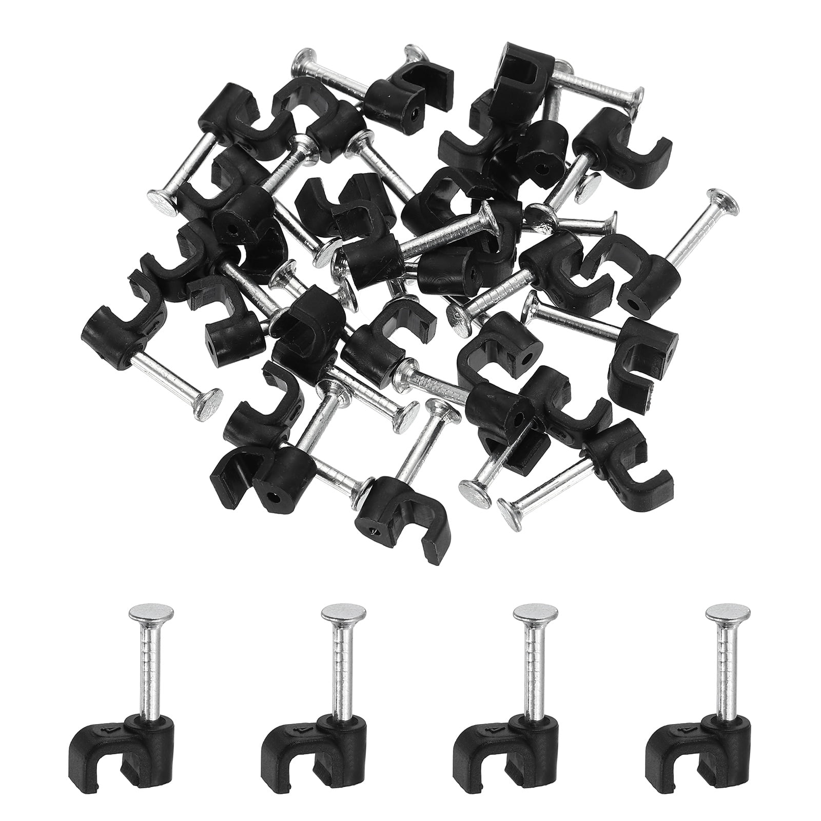 Uxcell 120pcs Cable Clips with Nail 4mm ID Squarer Single Half Clamp J ...