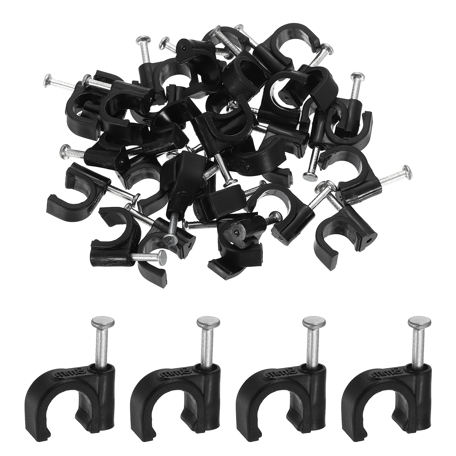 Uxcell 120pcs Cable Clips with Nail 8mm ID Circular Single Half Clamp J ...