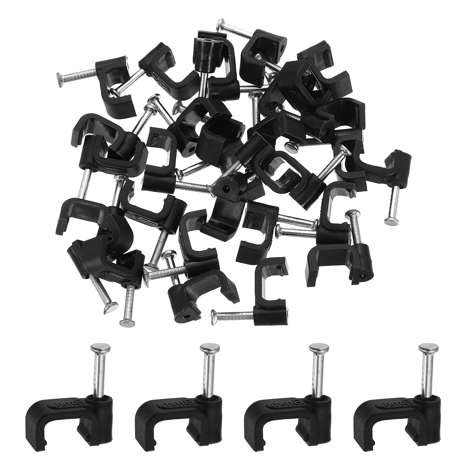 Uxcell 120pcs Cable Clips with Nail 8mm ID Squarer Single Half Clamp J ...