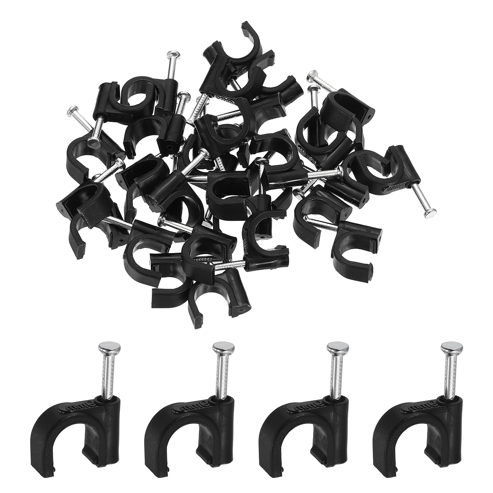 Uxcell 120pcs Cable Clips with Nail 9mm ID Circular Single Half Clamp J ...