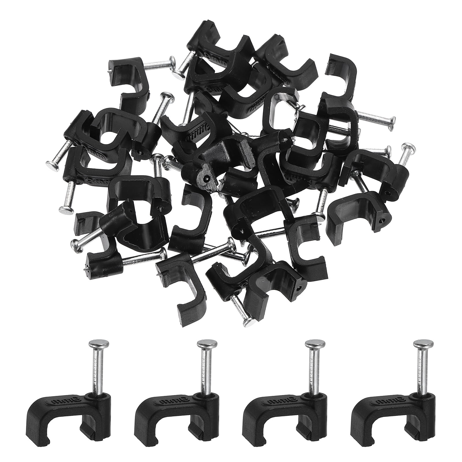 Uxcell 120pcs Cable Clips with Nail 9mm ID Squarer Single Half Clamp J ...