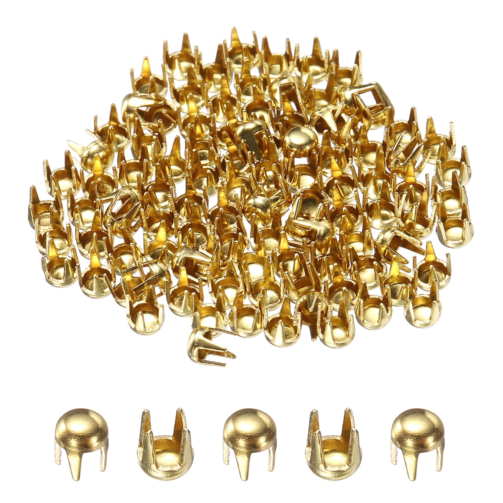 Uxcell 120pcs Round Dome Rivets 2mm Copper 4 Claw Rivet Metal Spike ...