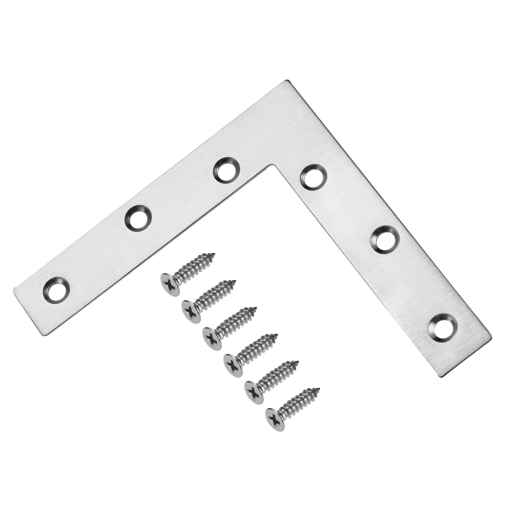 Uxcell 120x120x2mm L Shape Flat Brackets Stainless Steel Polishing w ...