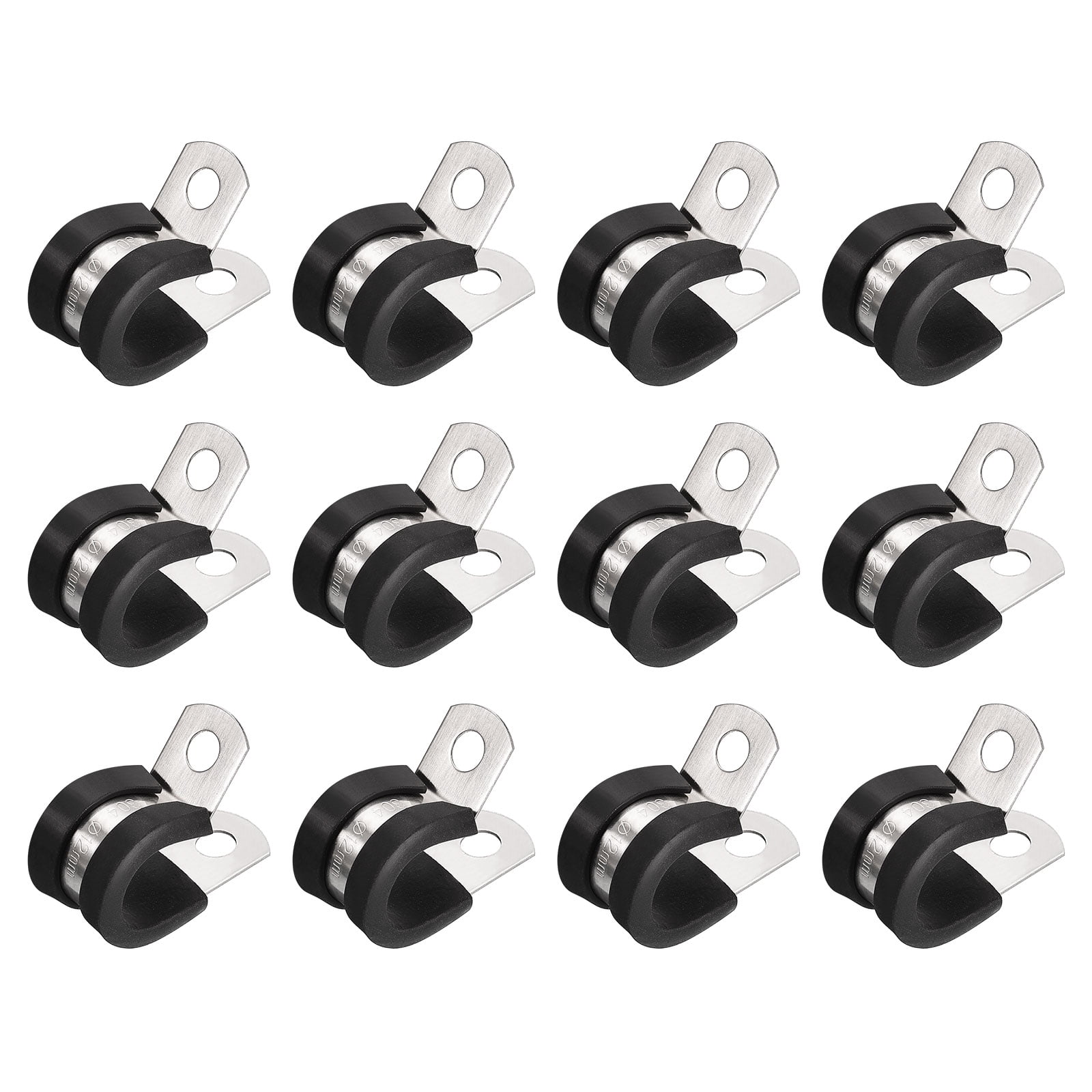 Uxcell 12Pack 1/2" Cable Clamp R Shape Stainless Steel Rubber Cushioned ...