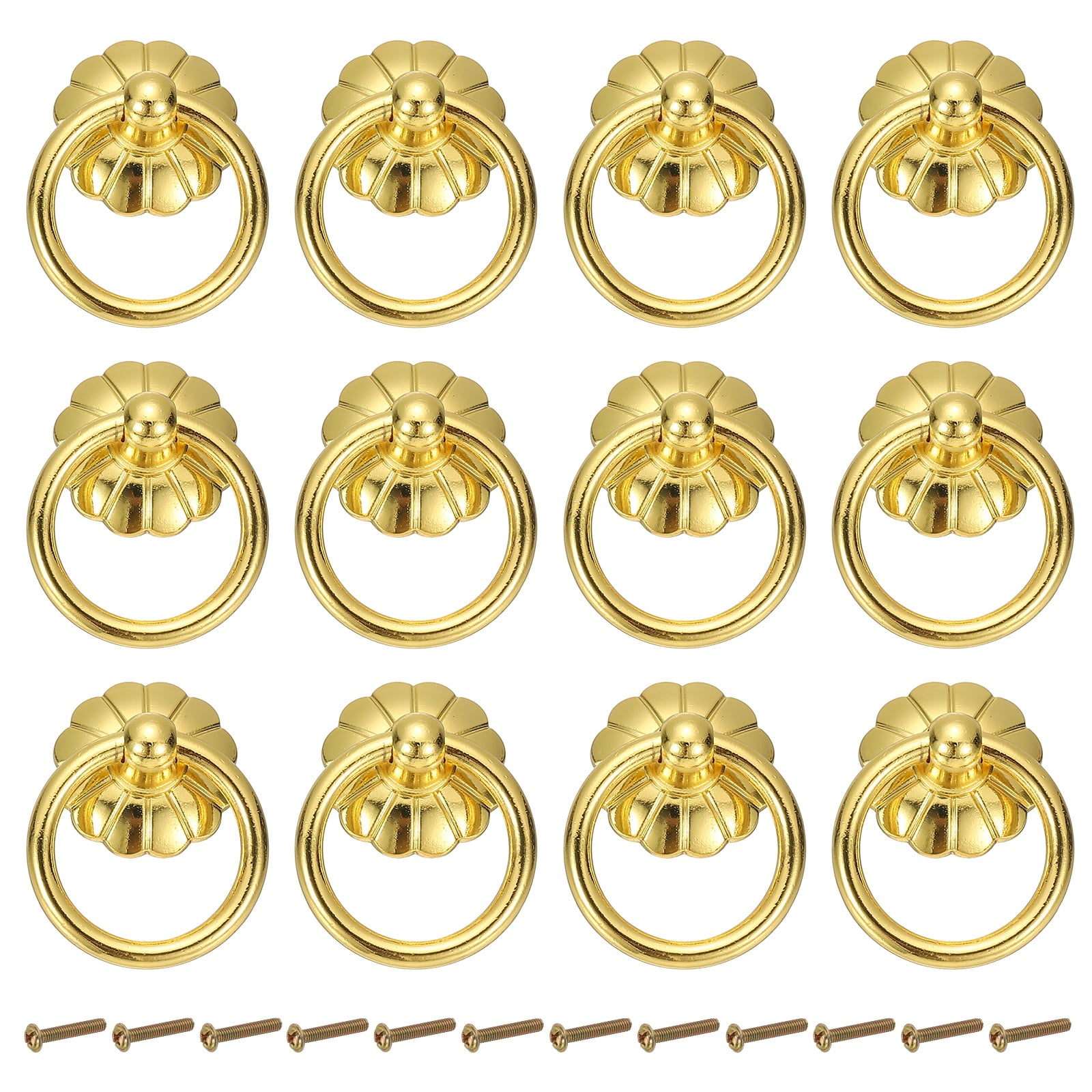 Uxcell 12Pack Drawer Ring Pulls, 1.65" Zinc Alloy Hole Ring Cabinet ...