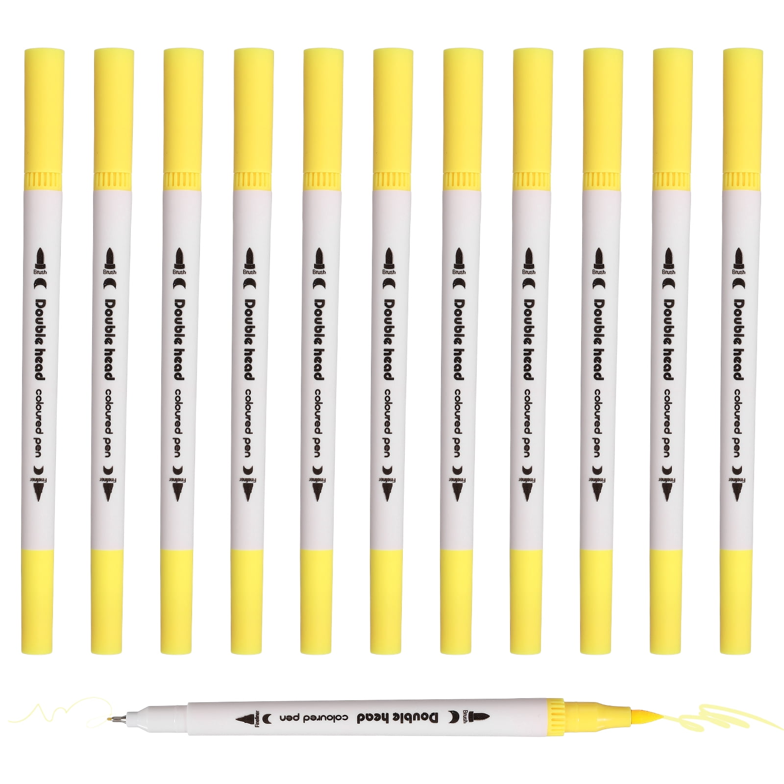 Uxcell 12Pack Dual Brush Markers, Light Yellow Watercolor Fine and ...