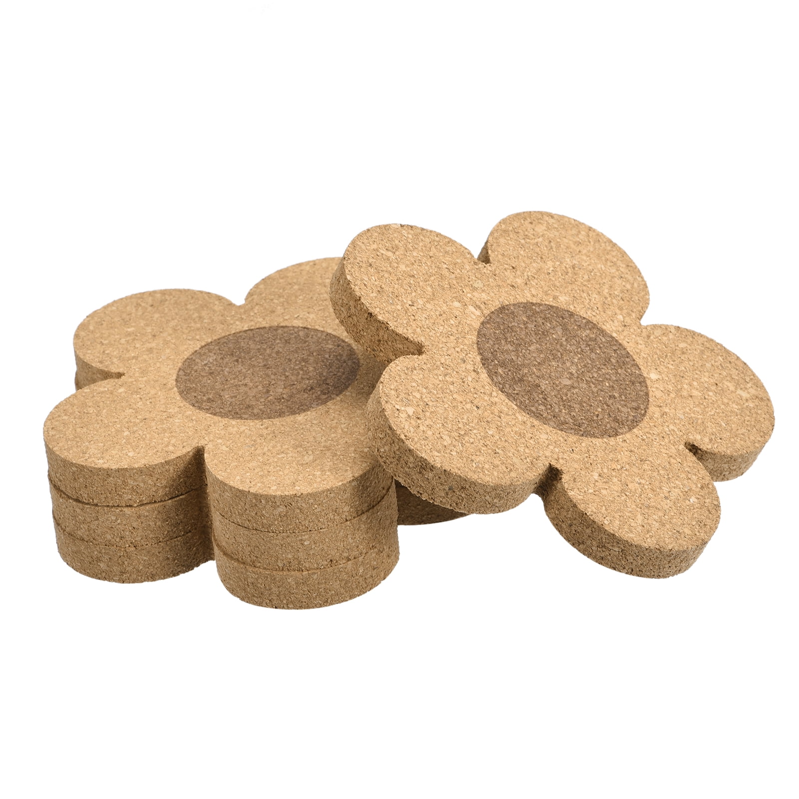 Uxcell 12Pack Flower Shaped Cork Coasters, 10cm/3.9" Wooden Drink ...