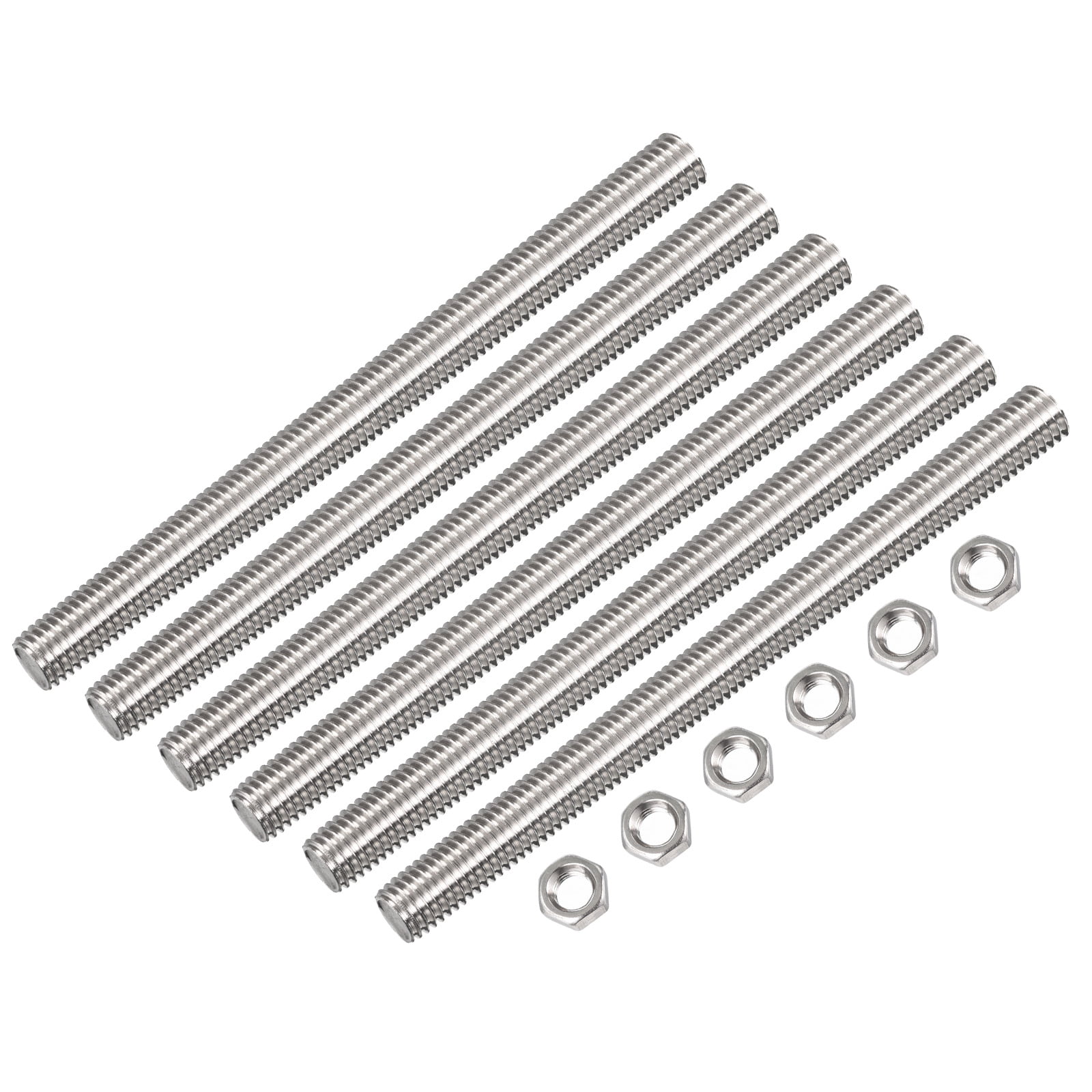 Uxcell 12Pack M10 x 300mm Fully Threaded Rod w 12Pack Hex Nuts, 1.5mm ...