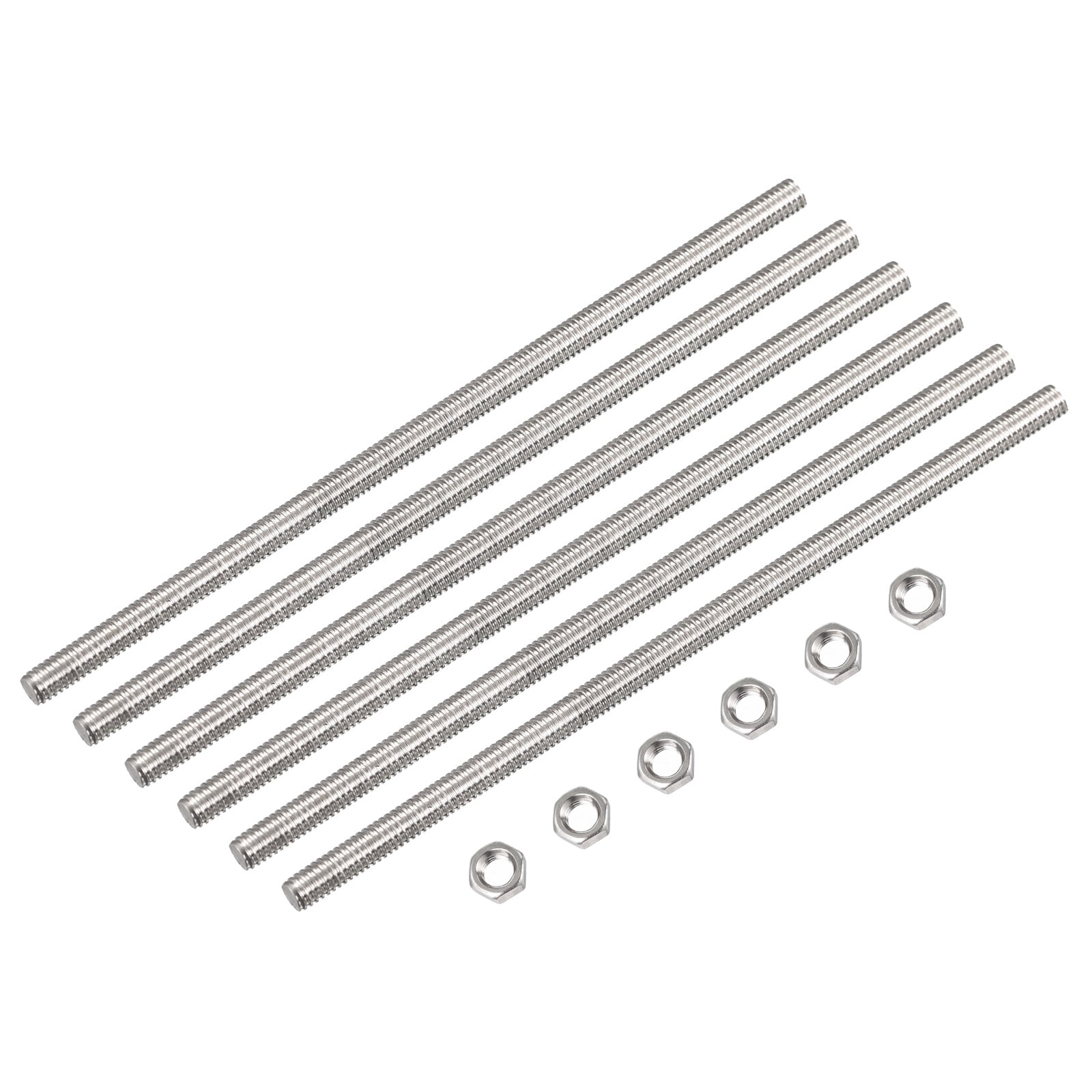 Uxcell 12Pack M3 x 300mm Fully Threaded Rod w 12Pack Hex Nuts, 0.5mm ...