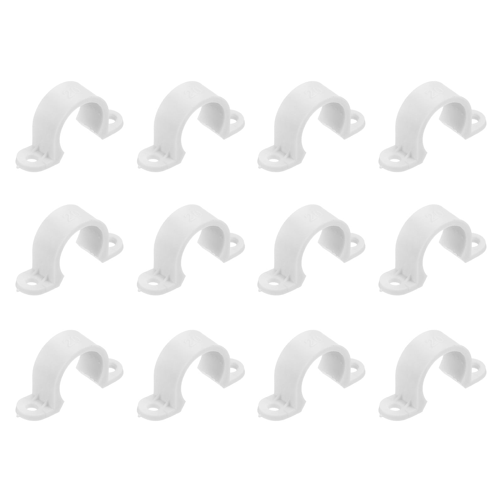 Uxcell 12Pack PVC Pipe Straps, 20mm(4/5") Plastic Conduit Strap 2 Holes ...