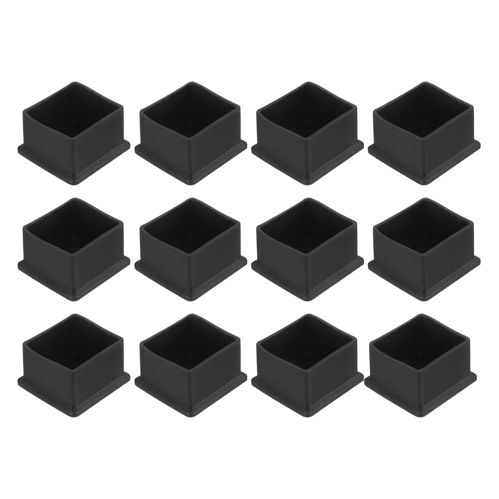 Uxcell 12Pack PVC Square Chair Leg Caps, 40mm x 40mm OD Black Furniture ...