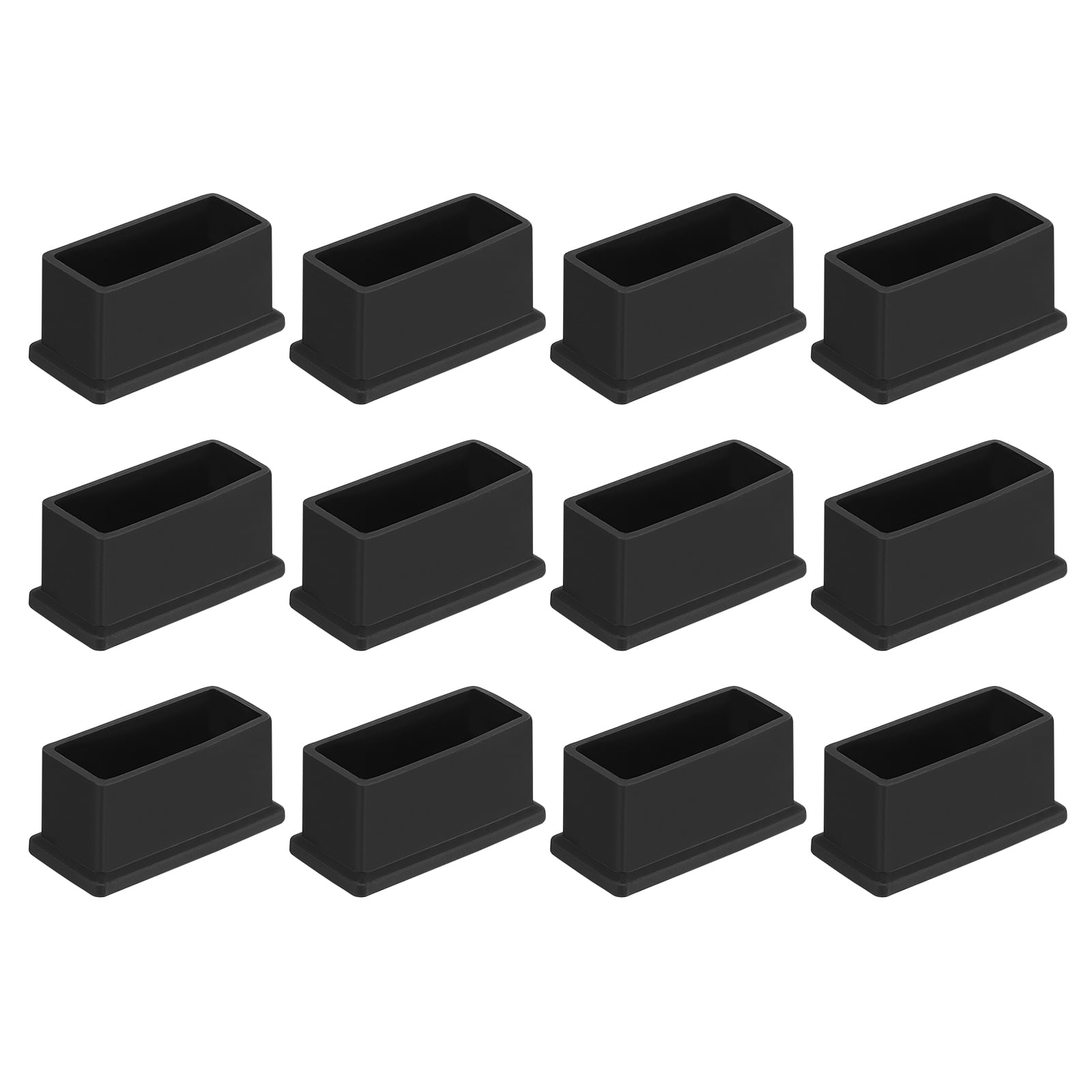 Uxcell 12Pack PVC Square Chair Leg Caps, 50mm x 20mm OD Black Furniture ...