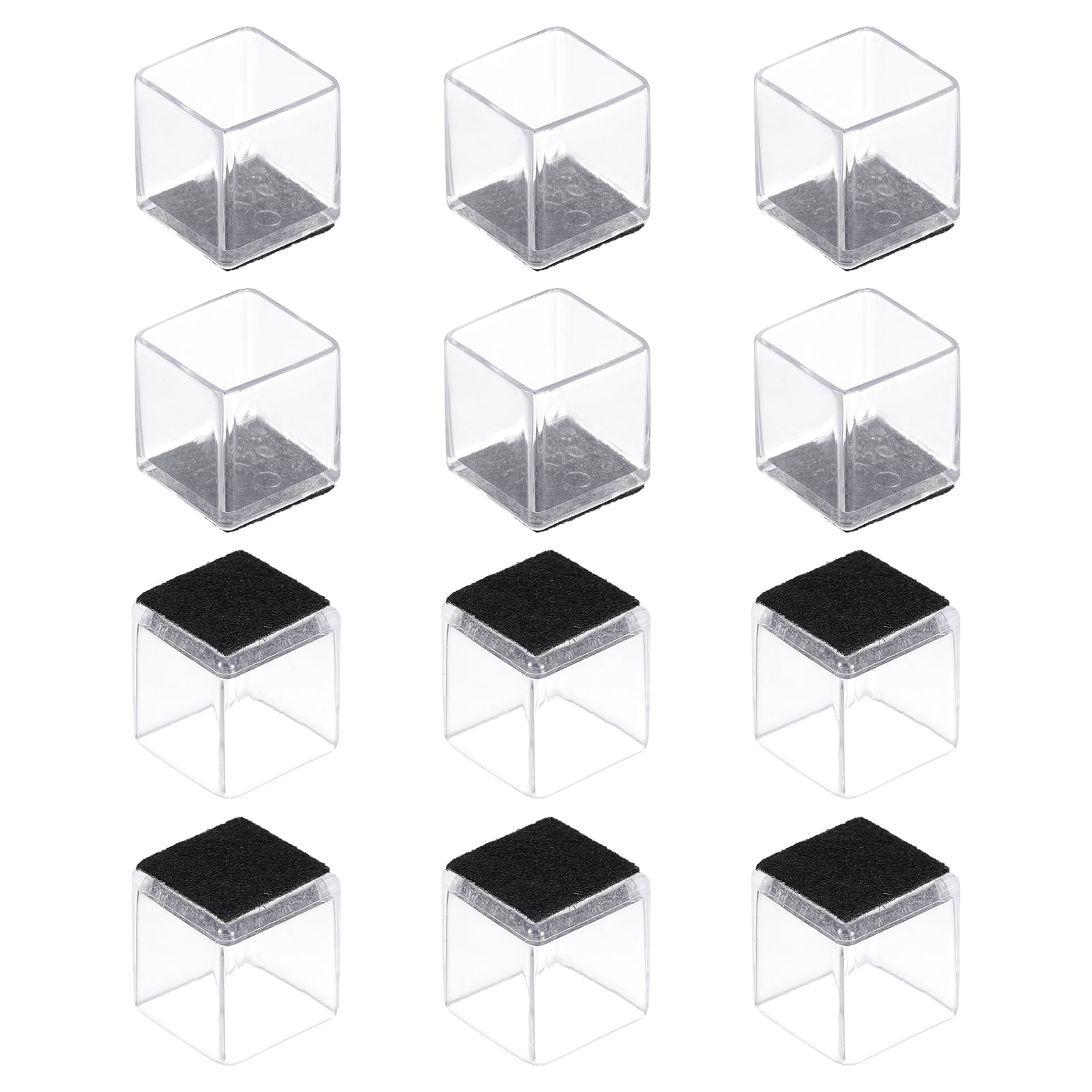 Uxcell 12Pack Square Felt Chair Leg Floor Protectors, 4/5" x 4/5" Table ...