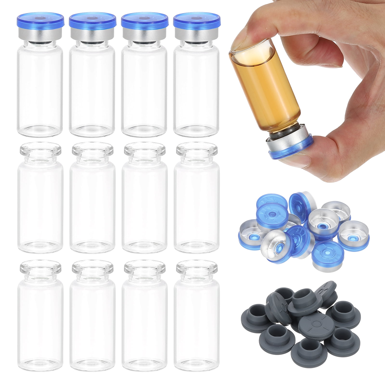 Uxcell 12Pcs 10ml Clear Borosilicate Glass Sample Vials for Lab Solid ...