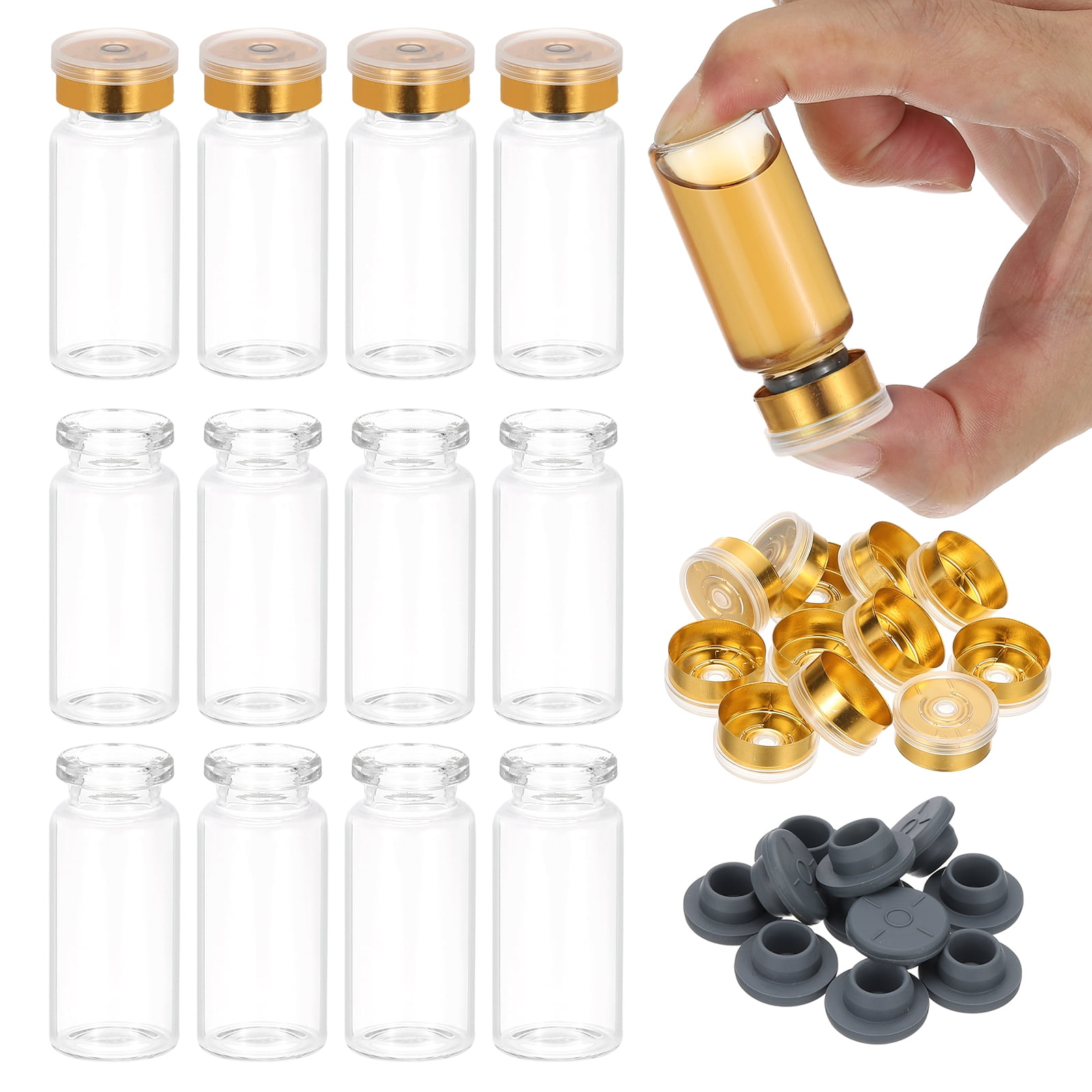 Uxcell 12Pcs 10ml Clear Borosilicate Glass Sample Vials for Lab Solid ...