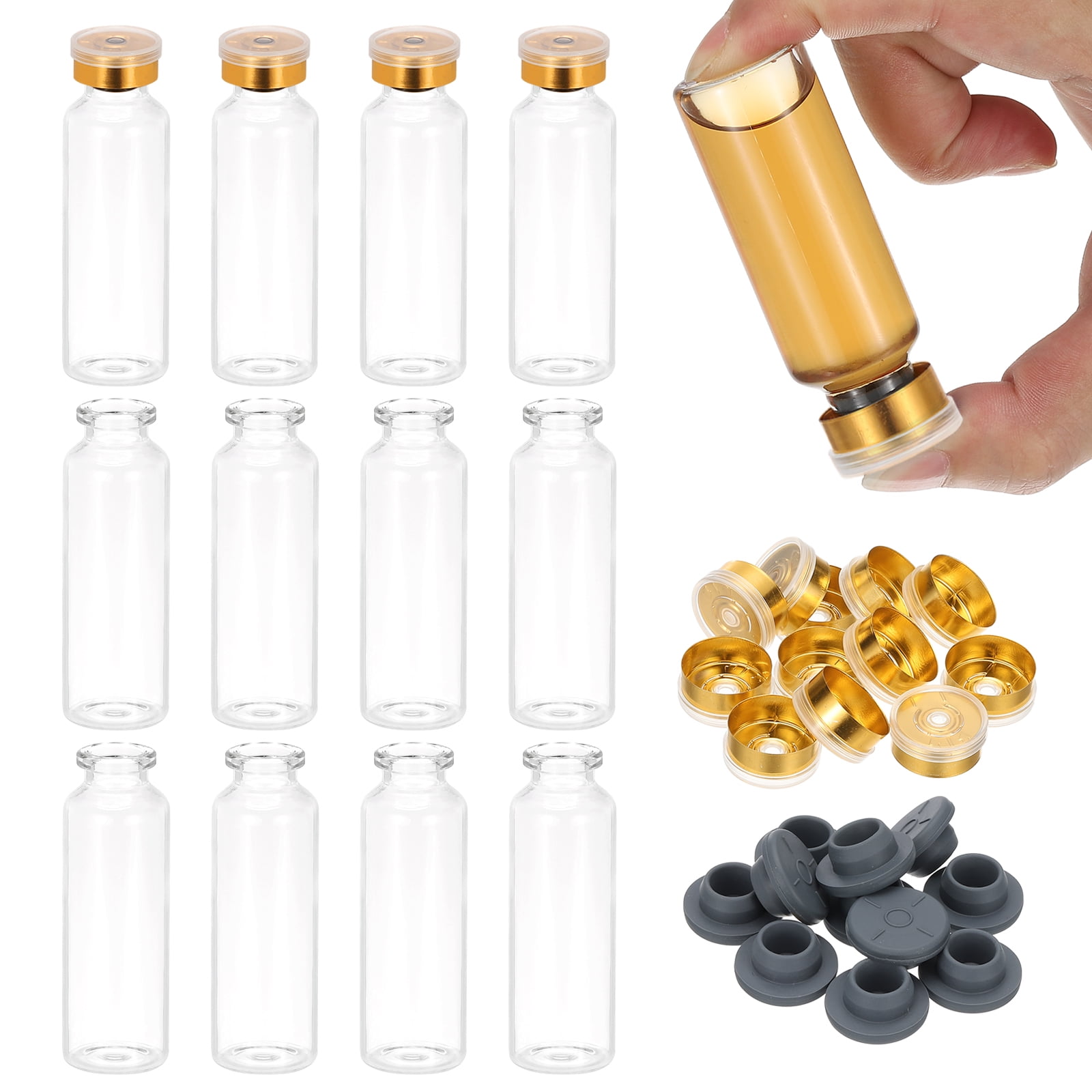 Uxcell 12Pcs 20ml Clear Borosilicate Glass Sample Vials for Lab Solid ...