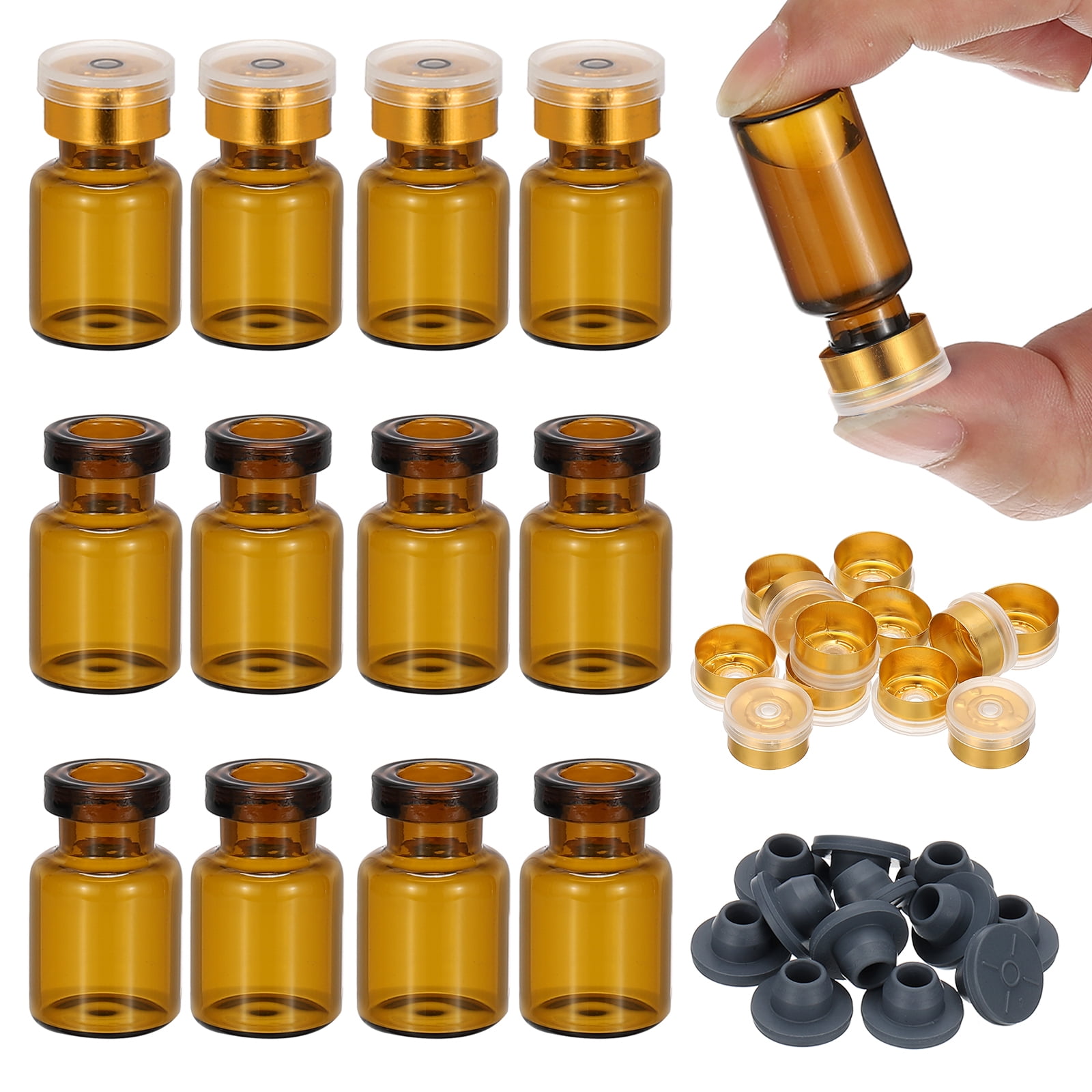 Uxcell 12Pcs 2ml Amber Borosilicate Glass Sample Vials for Lab Solid ...
