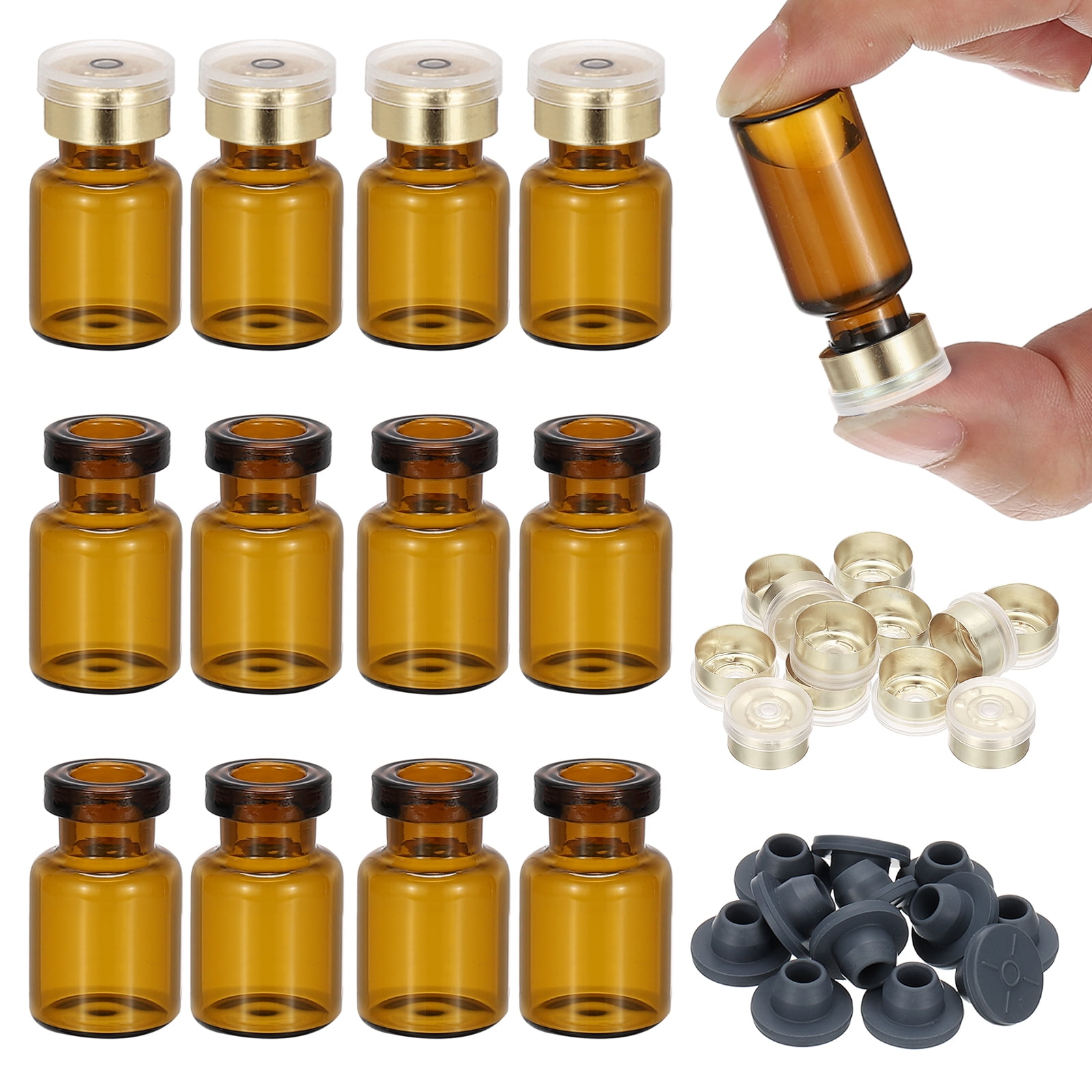 Uxcell 12Pcs 2ml Amber Borosilicate Glass Sample Vials for Lab Solid ...