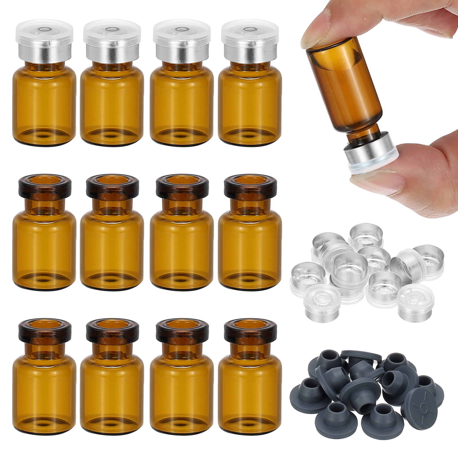 Uxcell 12Pcs 2ml Amber Borosilicate Glass Sample Vials for Lab Solid ...