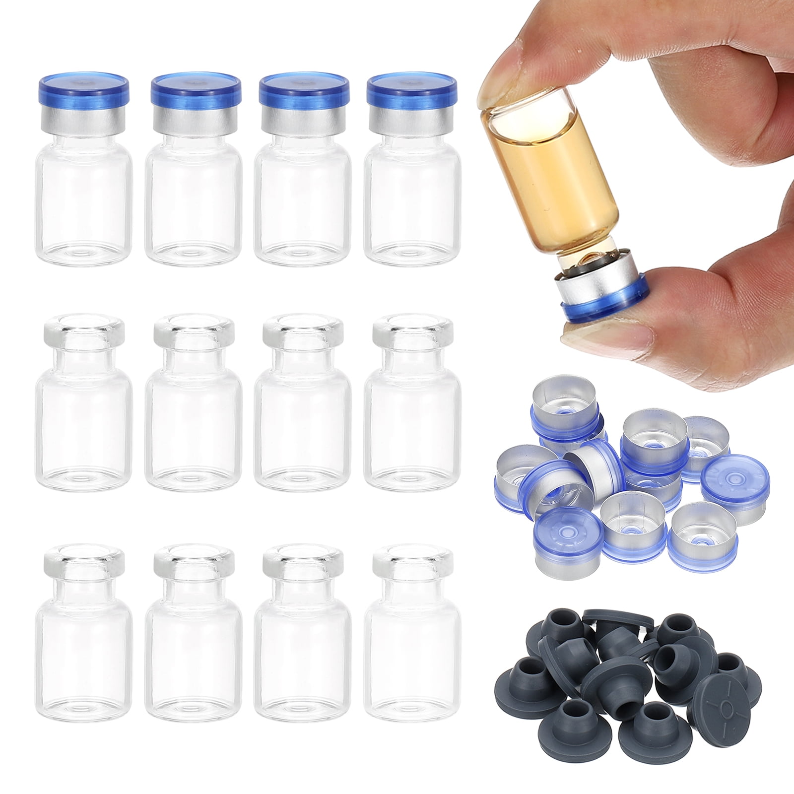 Uxcell 12Pcs 2ml Clear Borosilicate Glass Sample Vials for Lab Solid ...