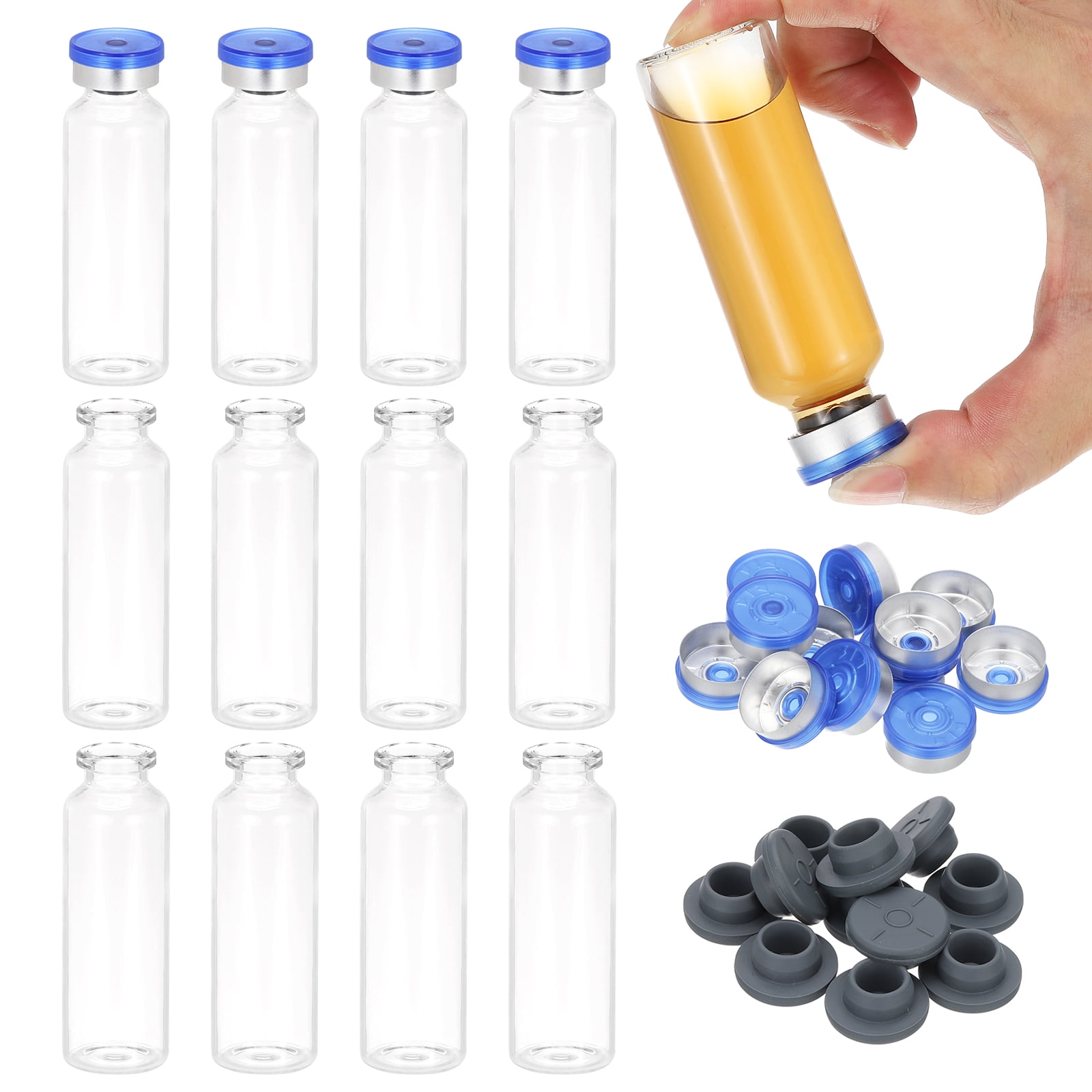 Uxcell 12Pcs 30ml Clear Borosilicate Glass Sample Vials for Lab Solid ...
