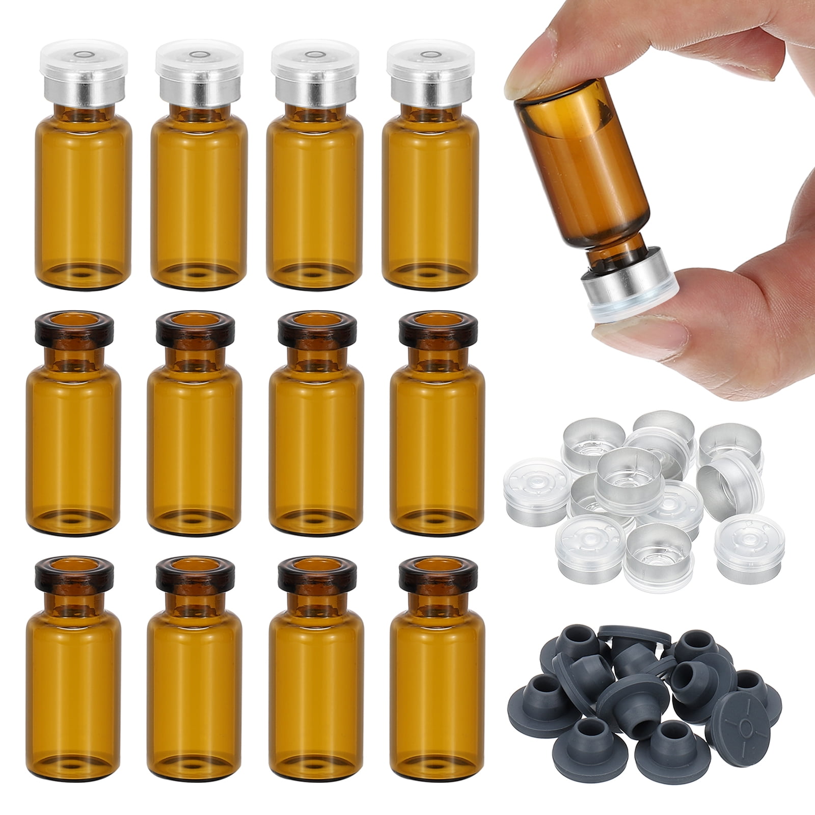 Uxcell 12Pcs 3ml Amber Borosilicate Glass Sample Vials for Lab Solid ...