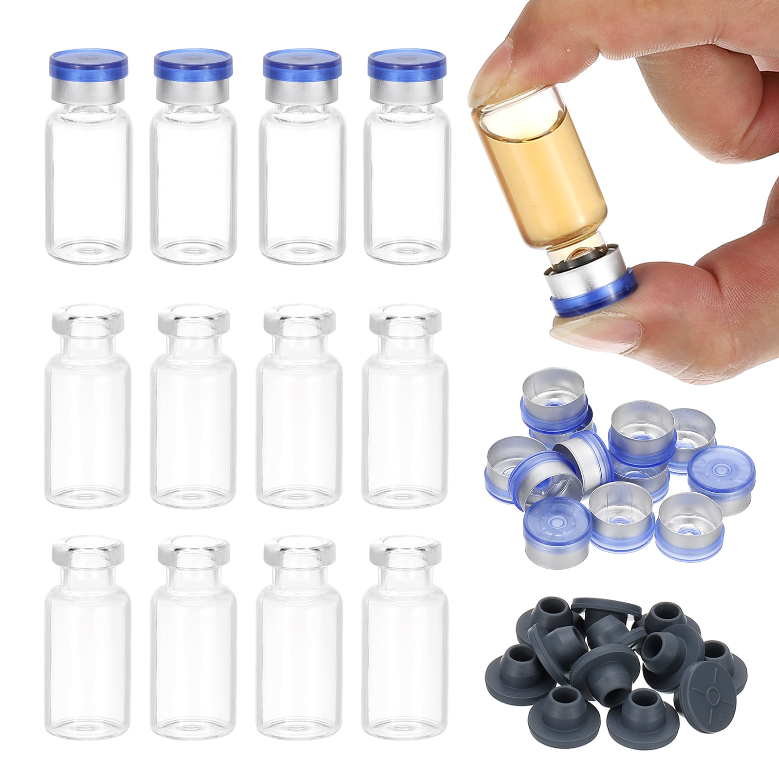 Uxcell 12Pcs 3ml Clear Borosilicate Glass Sample Vials for Lab Solid ...