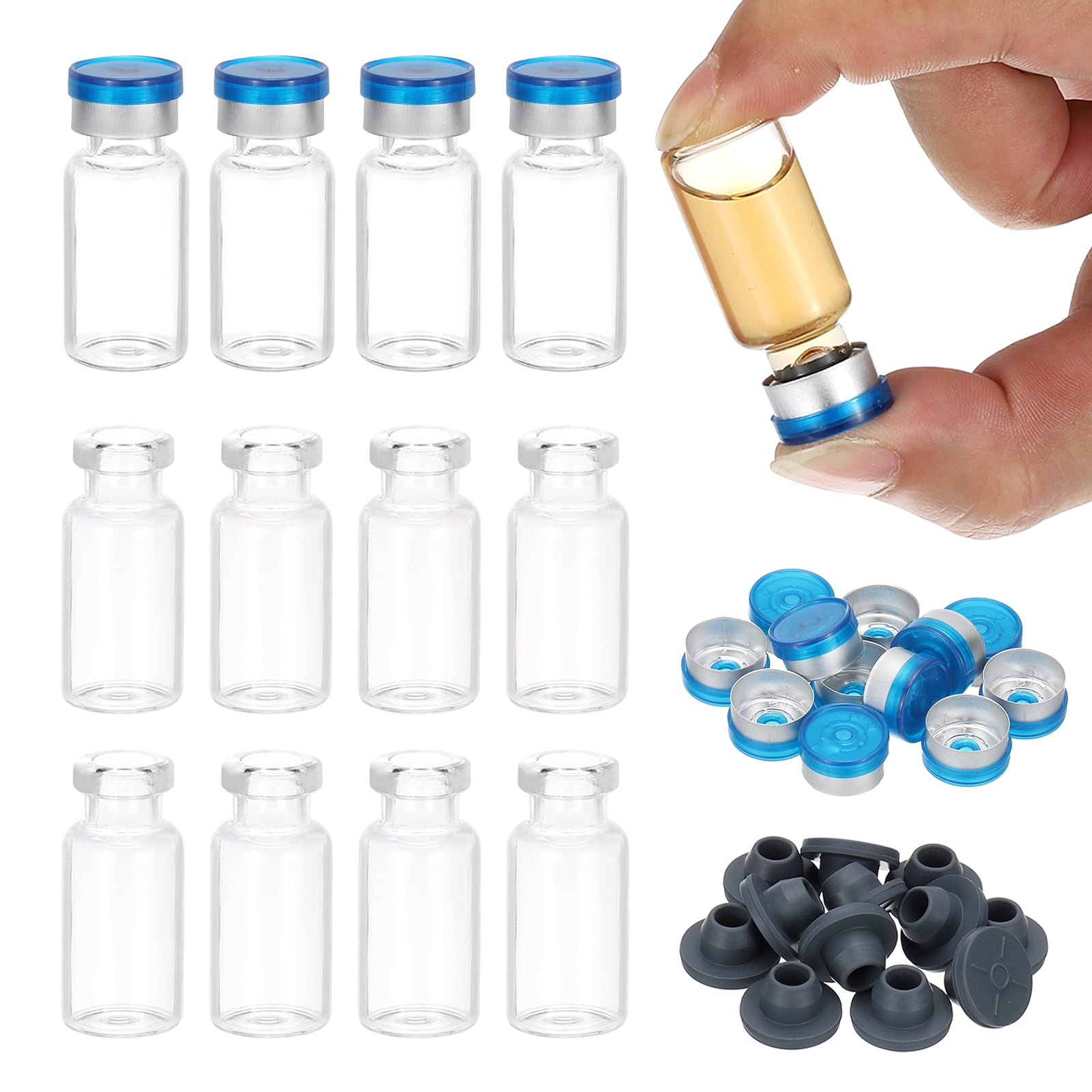 Uxcell 12Pcs 3ml Clear Borosilicate Glass Sample Vials for Lab Solid ...
