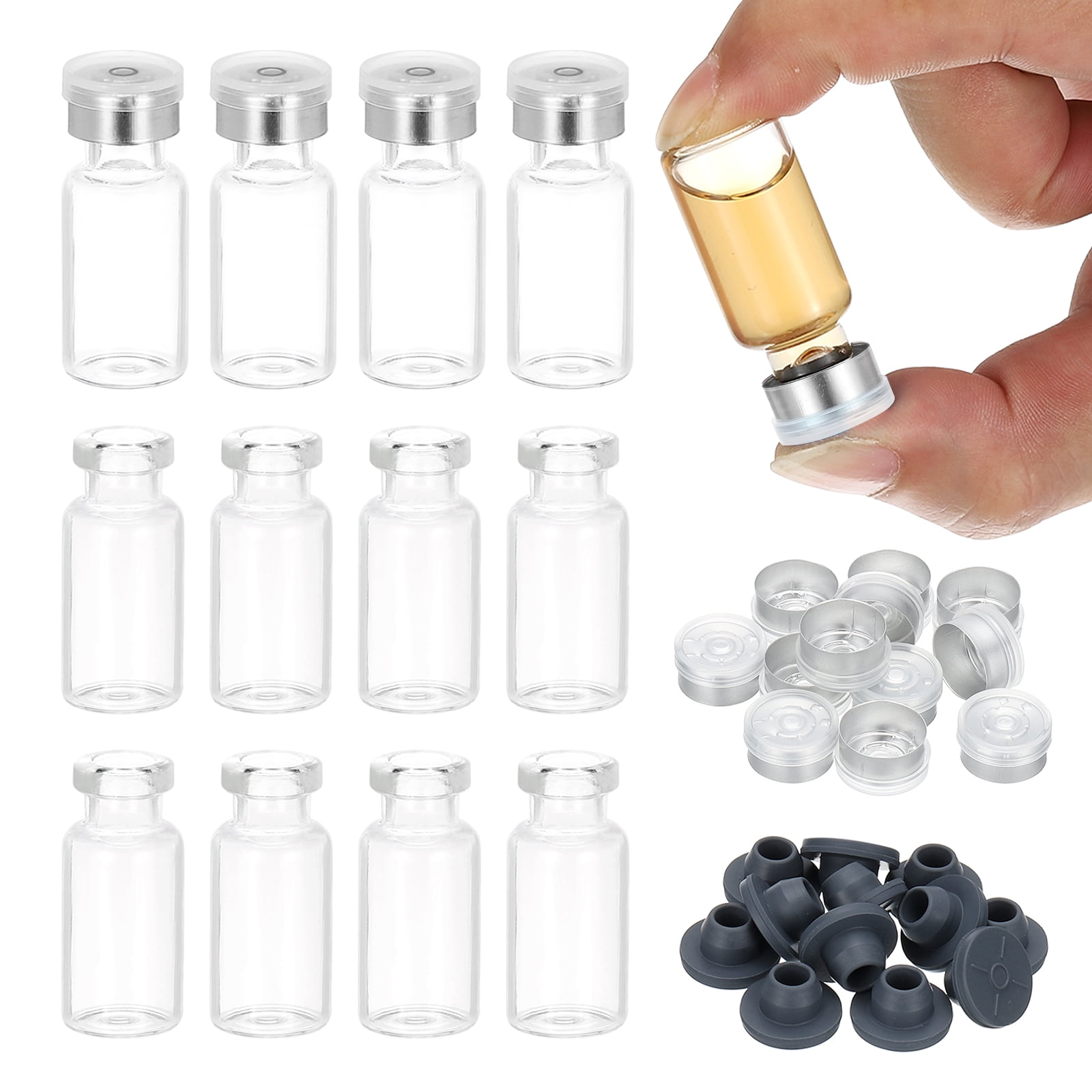 Uxcell 12Pcs 3ml Clear Borosilicate Glass Sample Vials for Lab Solid ...