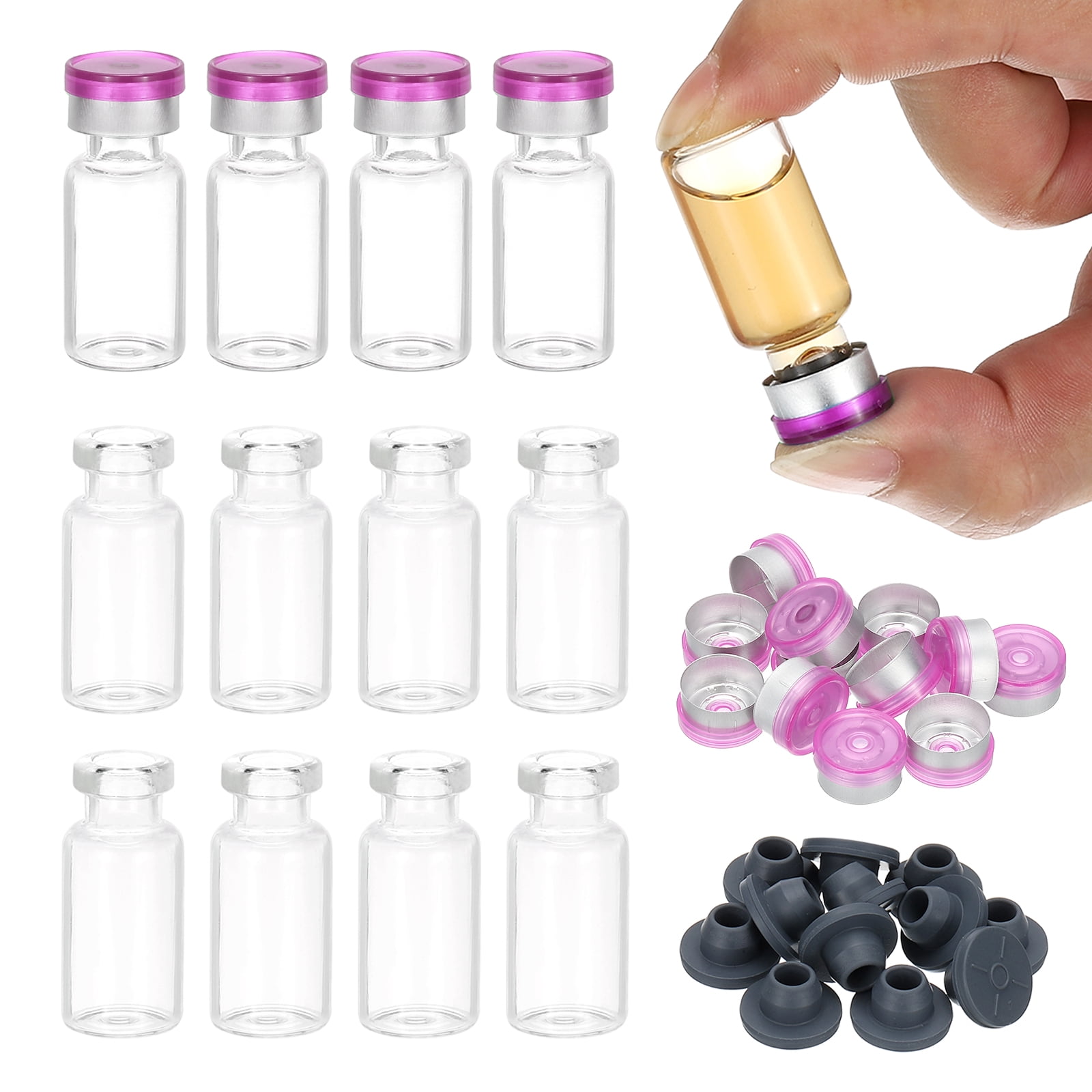 Uxcell 12pcs 3ml Clear Borosilicate Glass Sample Vials For Lab Solid