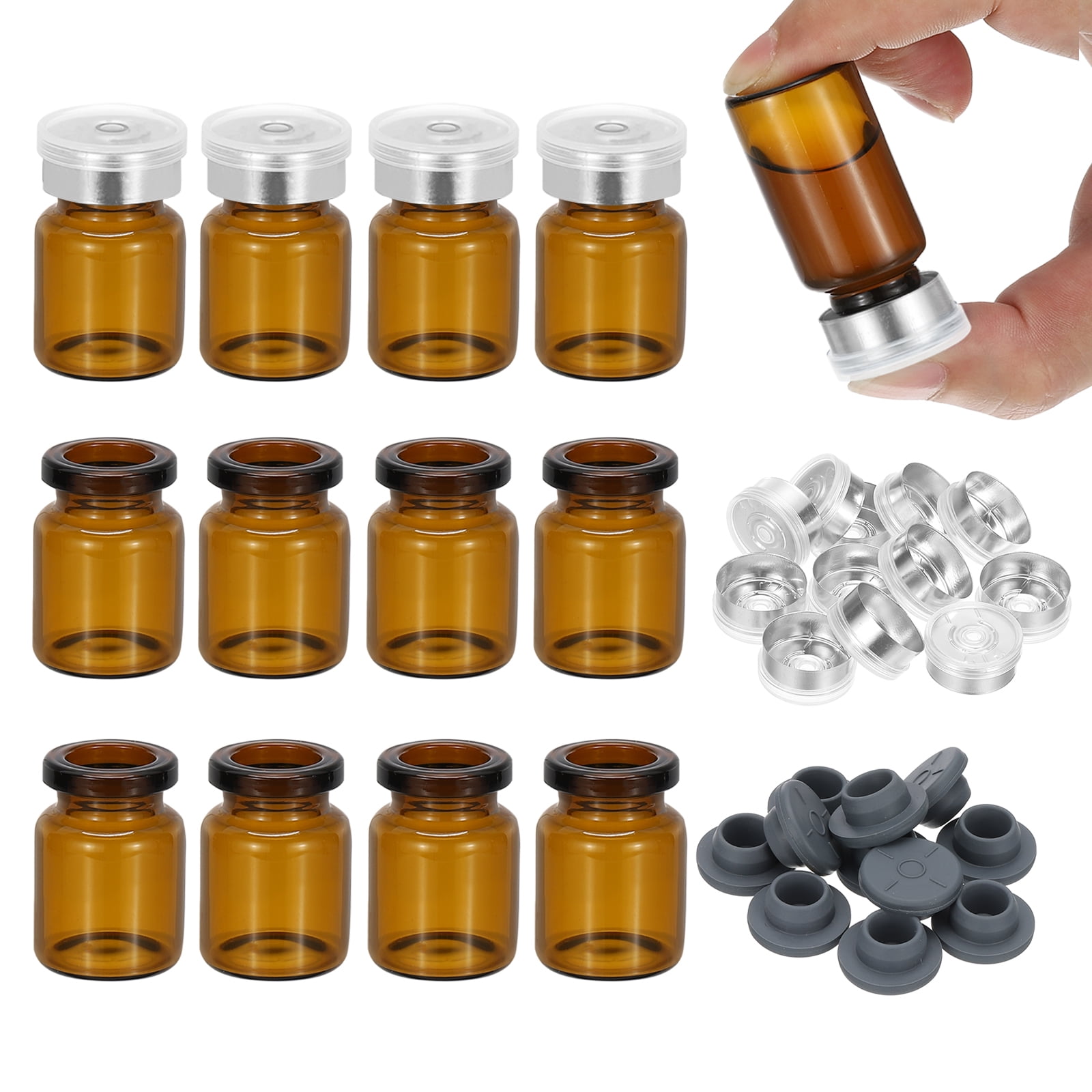 Uxcell 12Pcs 5ml Amber Borosilicate Glass Sample Vials for Lab Solid ...