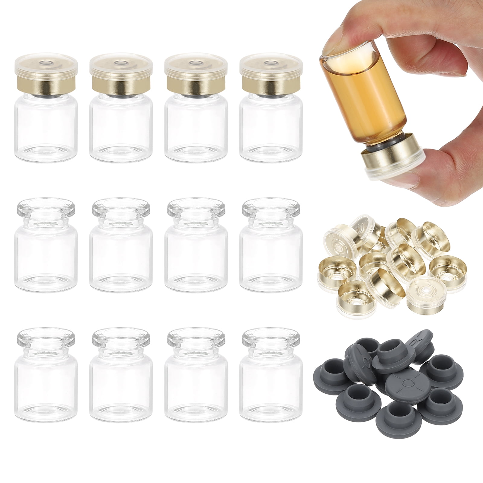 Uxcell 12Pcs 5ml Clear Borosilicate Glass Sample Vials for Lab Solid ...