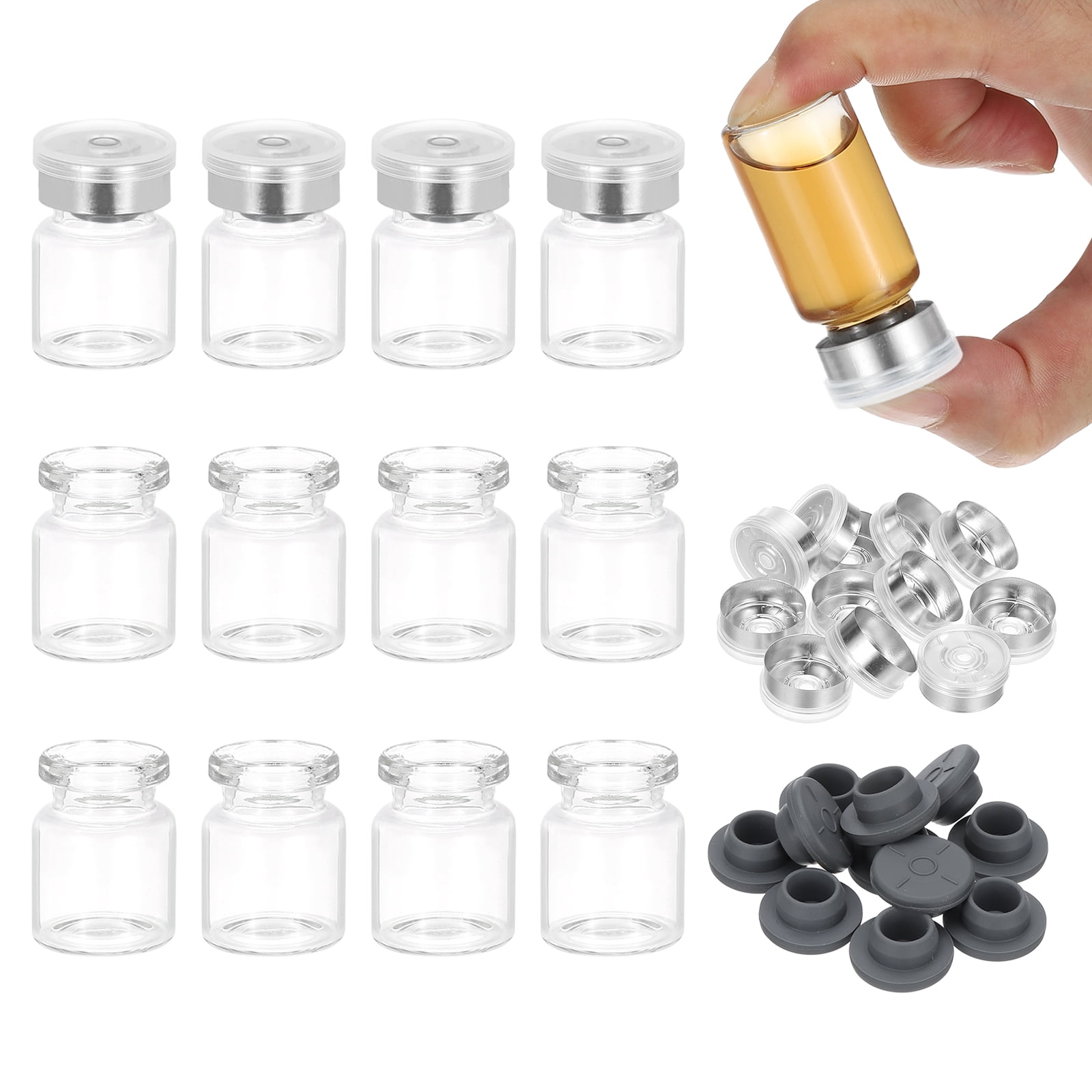 Uxcell 12Pcs 5ml Clear Borosilicate Glass Sample Vials for Lab Solid ...