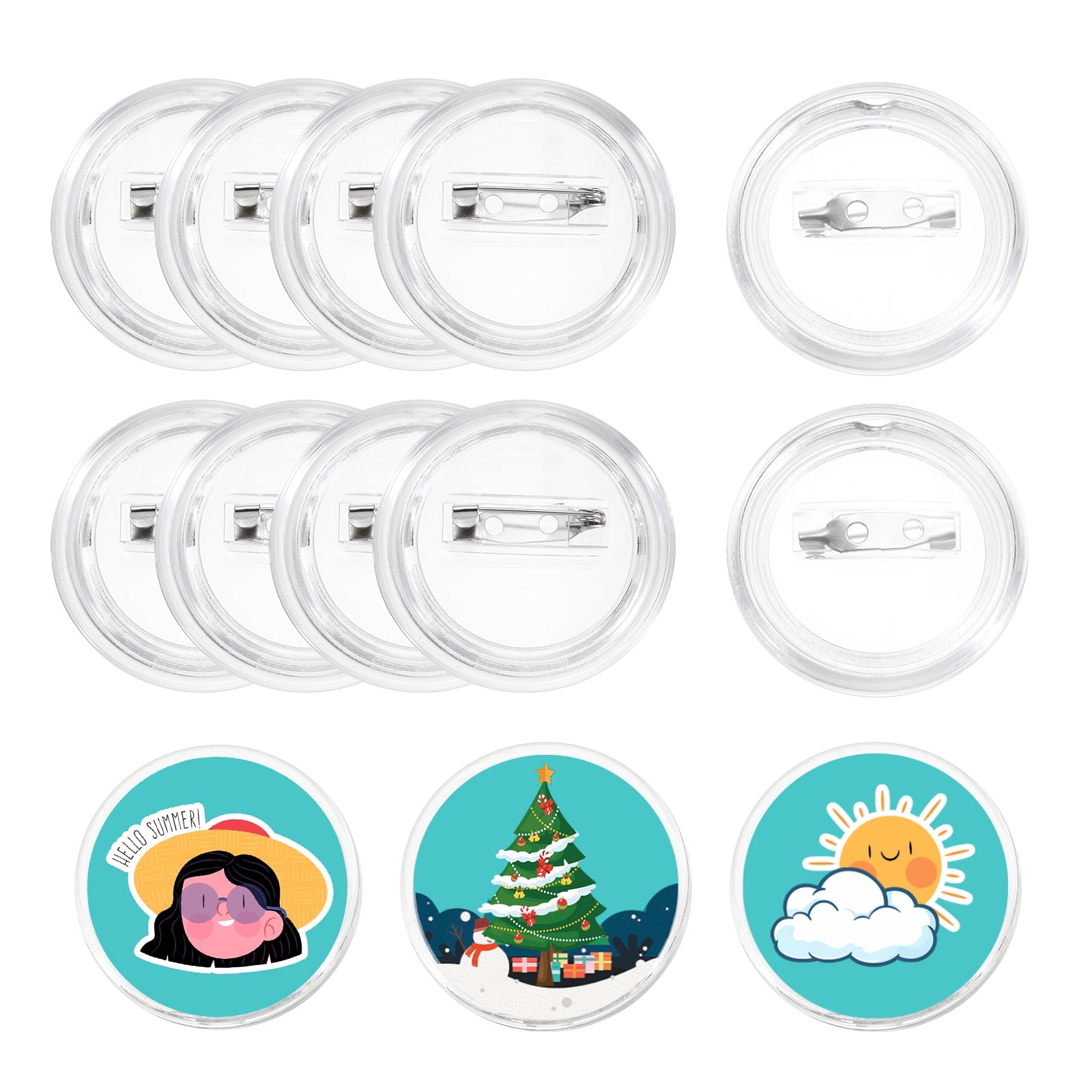 Uxcell 12Pcs Blank Buttons Pin Maker Badges Sewing Acrylic Clear 1.46 ...