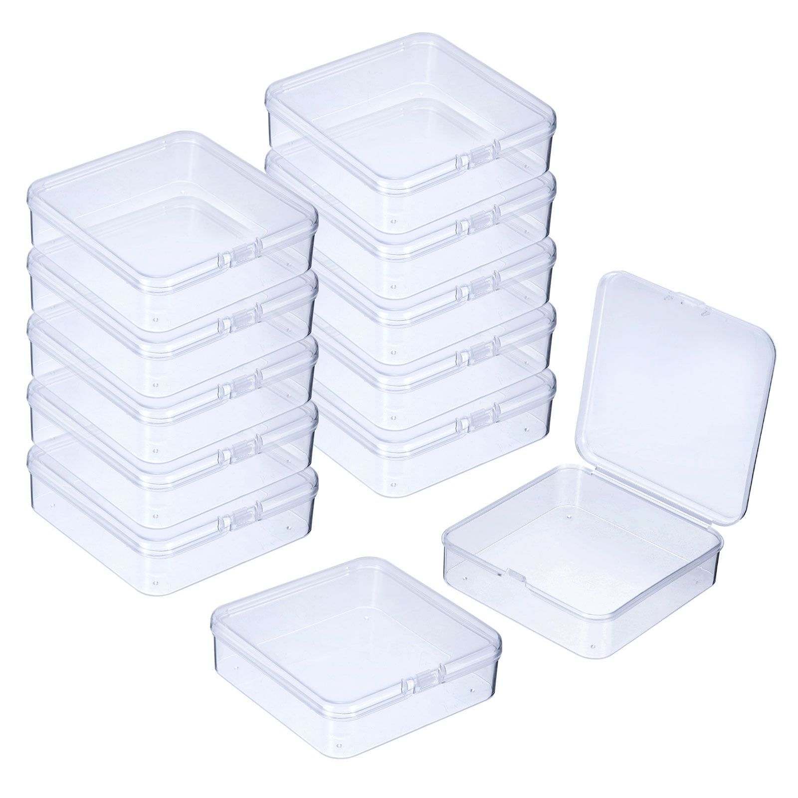 Uxcell 12Pcs Clear Small Plastic Storage Containers with Lids, Square ...