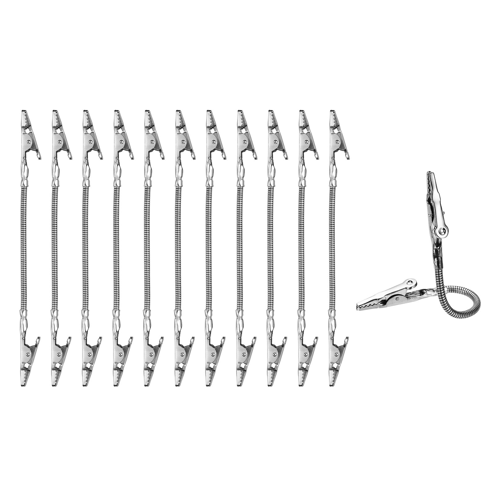 Uxcell 12Pcs Double Alligator Clip, Long Tail Threaded Metal Alligator ...