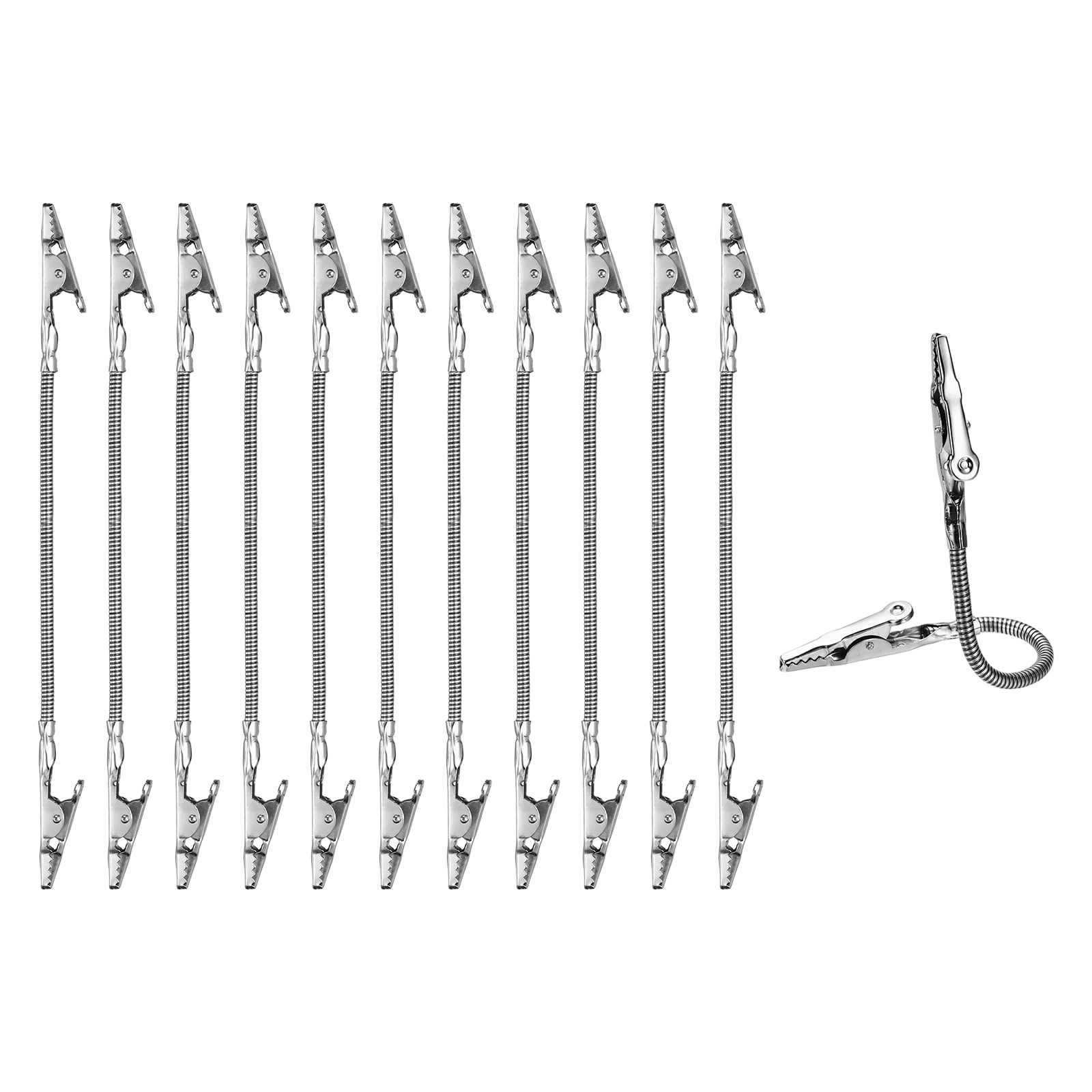 Uxcell 12Pcs Double Alligator Clip, Long Tail Threaded Metal Alligator ...