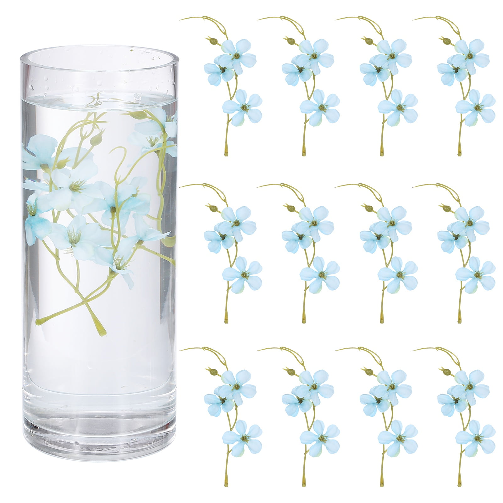 Uxcell 12Pcs Floating Flowers for Centerpieces, Blue Green Pea Flower ...