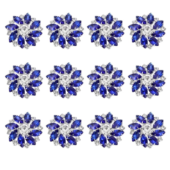Uxcell 12Pcs Flower Rhinestone Buttons, 1"(25mm) Bright Blue Crystal ...