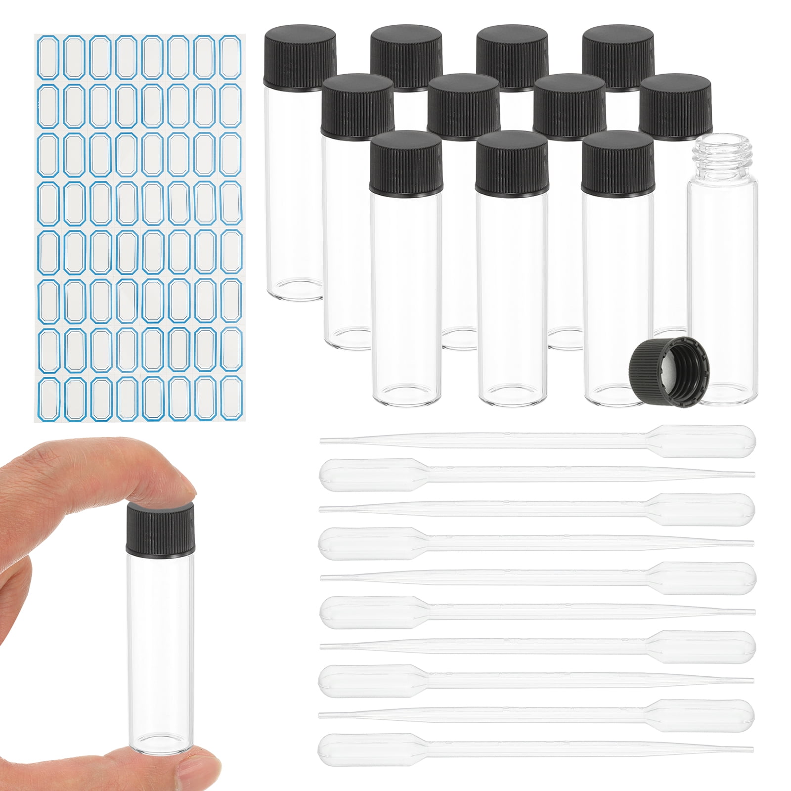 Uxcell 12Pcs Glass Sample Vials, 12ml Clear Liquid Sample Vials Leak ...