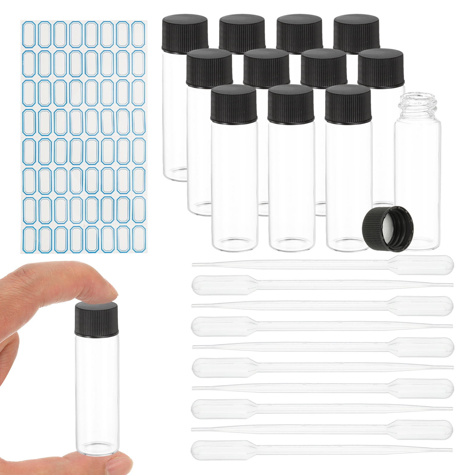 Uxcell 12Pcs Glass Sample Vials, 15ml Clear Liquid Sample Vials Leak ...