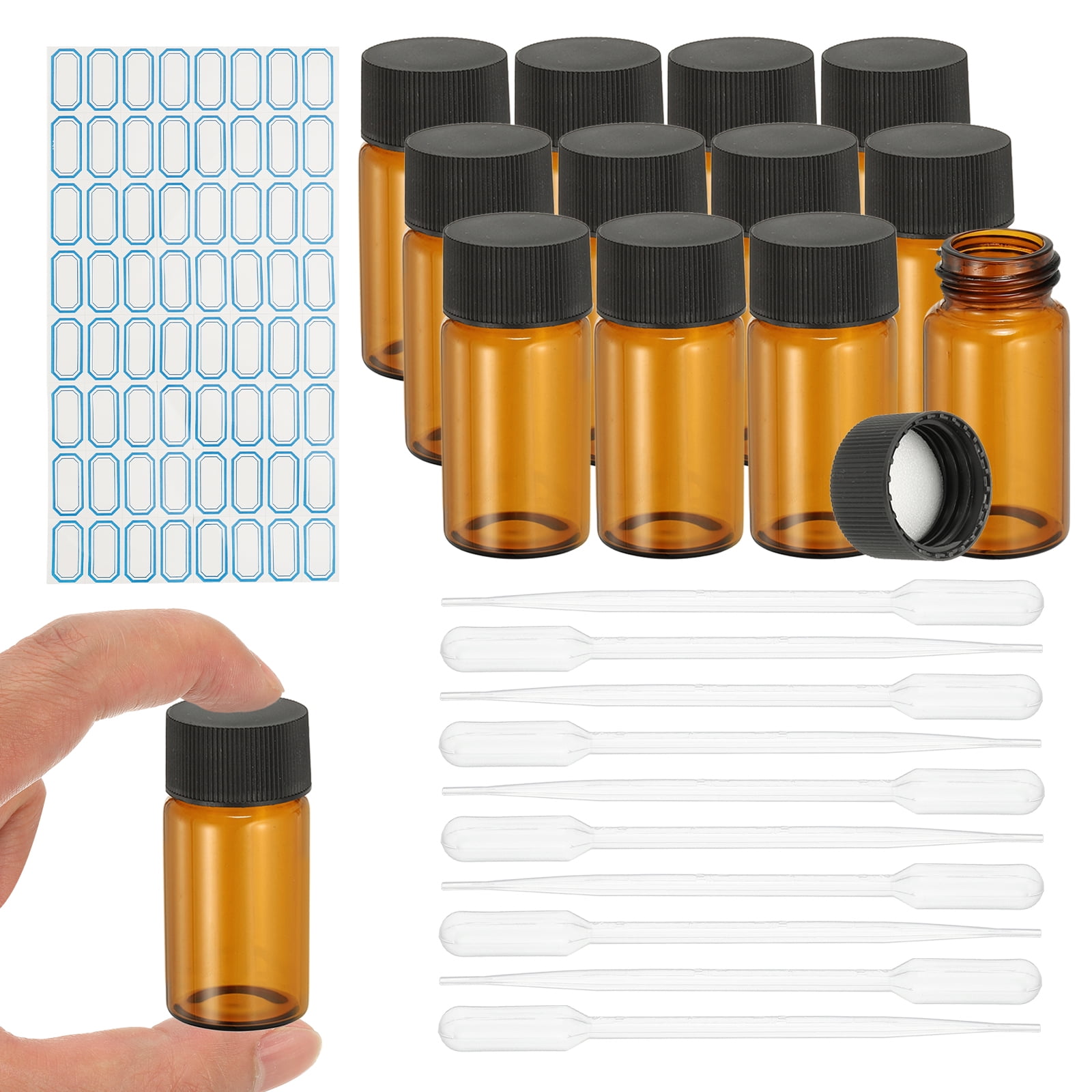 Uxcell 12Pcs Glass Sample Vials, 20ml Clear Brown Liquid Sample Vials ...