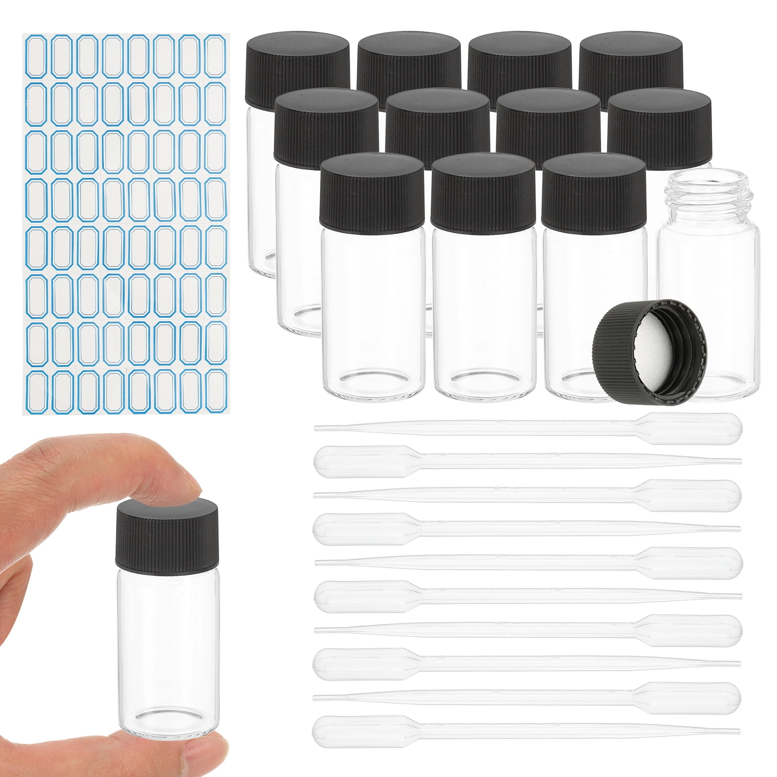 Uxcell 12Pcs Glass Sample Vials, 20ml Clear Liquid Sample Vials Leak ...